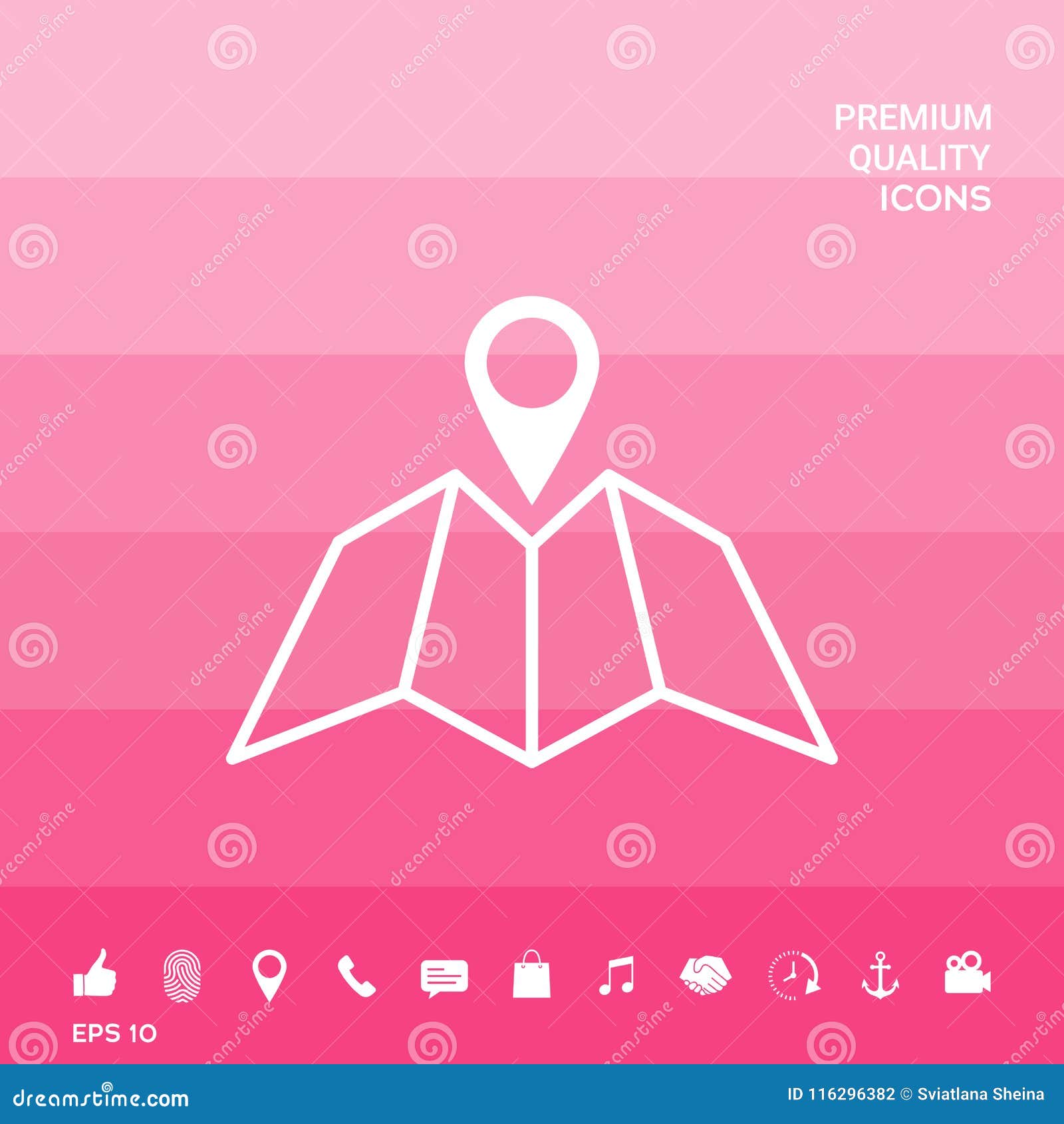 Map icon with Pin Pointer stock vector. Illustration of mark - 116296382
