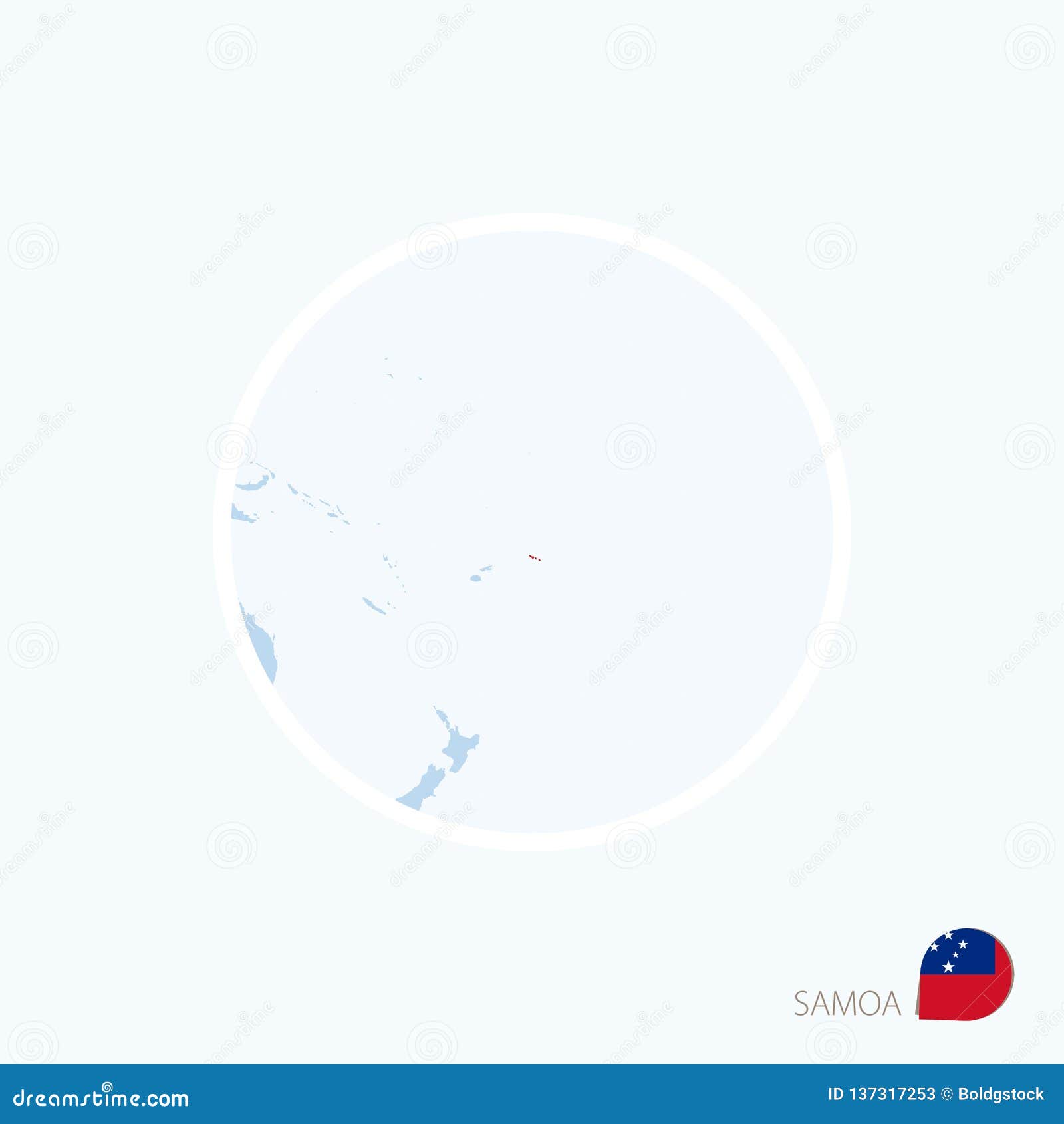 Map Icon of Samoa. Blue Map of Oceania with Highlighted Samoa in Red ...