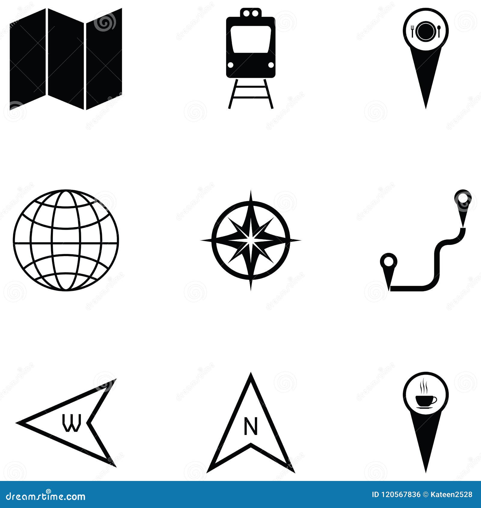 Map icon set stock vector. Illustration of street, arrow - 120567836
