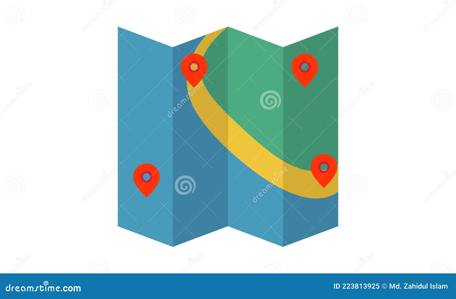 Paper Map Pin Icon Simple Style Vector Image Stock Vector ...