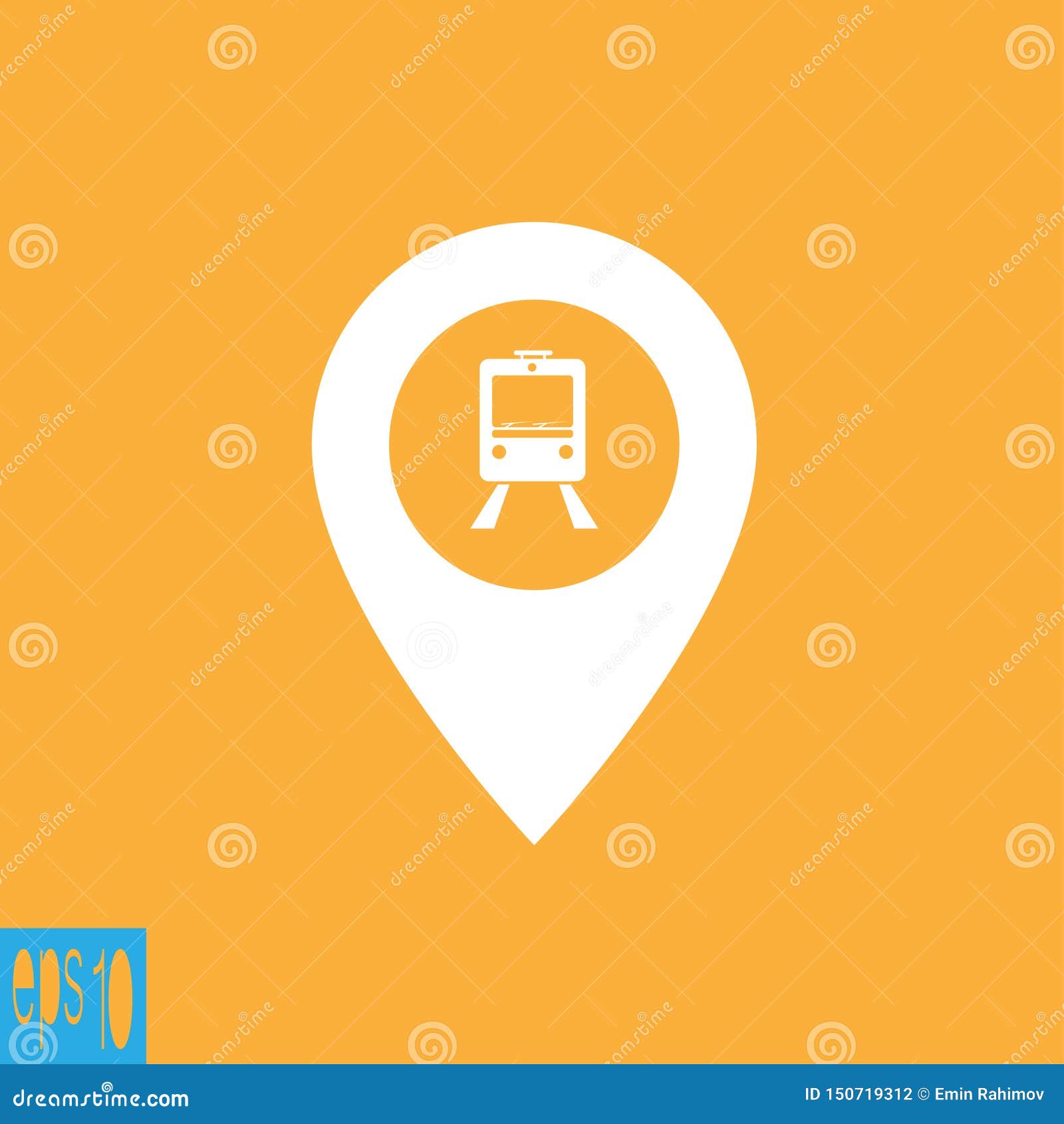 Map Icon with Train, Trolley - Vector Illustration Stock Illustration ...