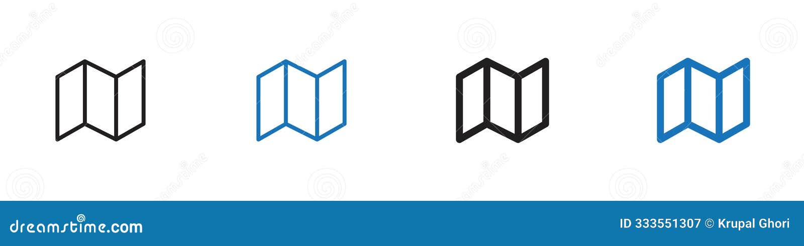 Map Icon Vector Set Outline Stock Illustration - Illustration of road ...