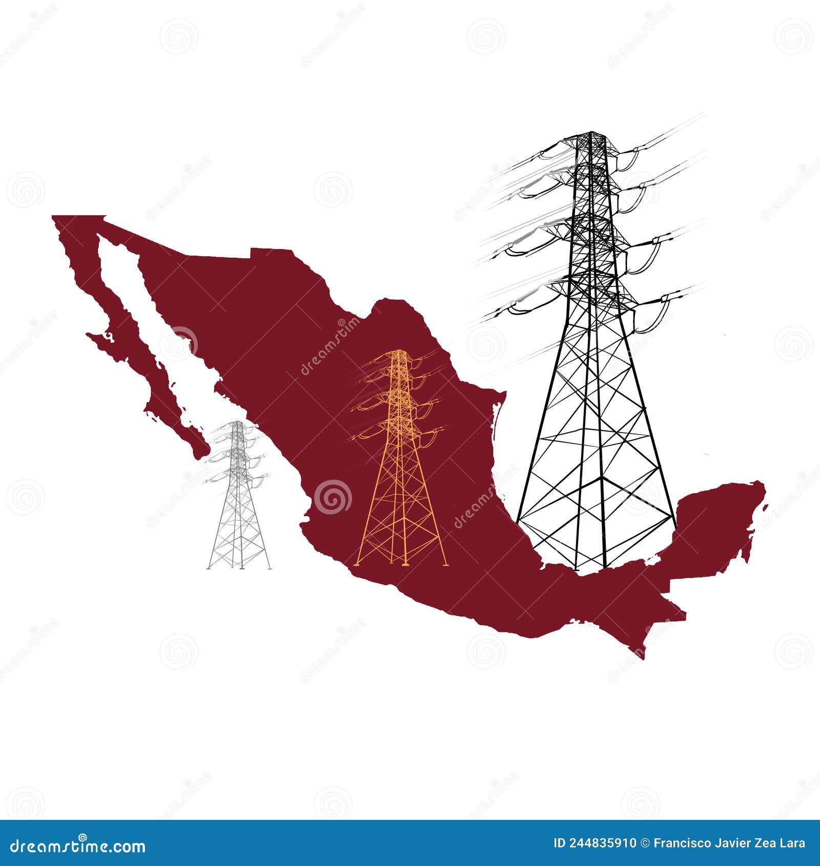 Map with Icons of the Electrical System in Mexico Stock Illustration ...
