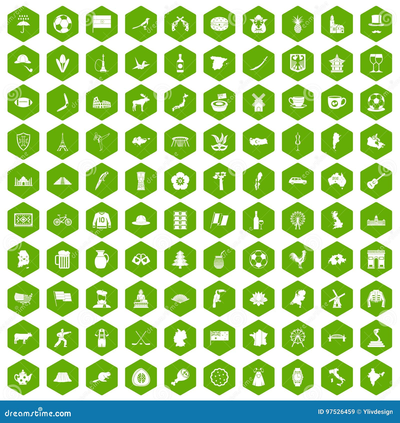 100 Map Icons Hexagon Green Stock Vector - Illustration of lotus ...