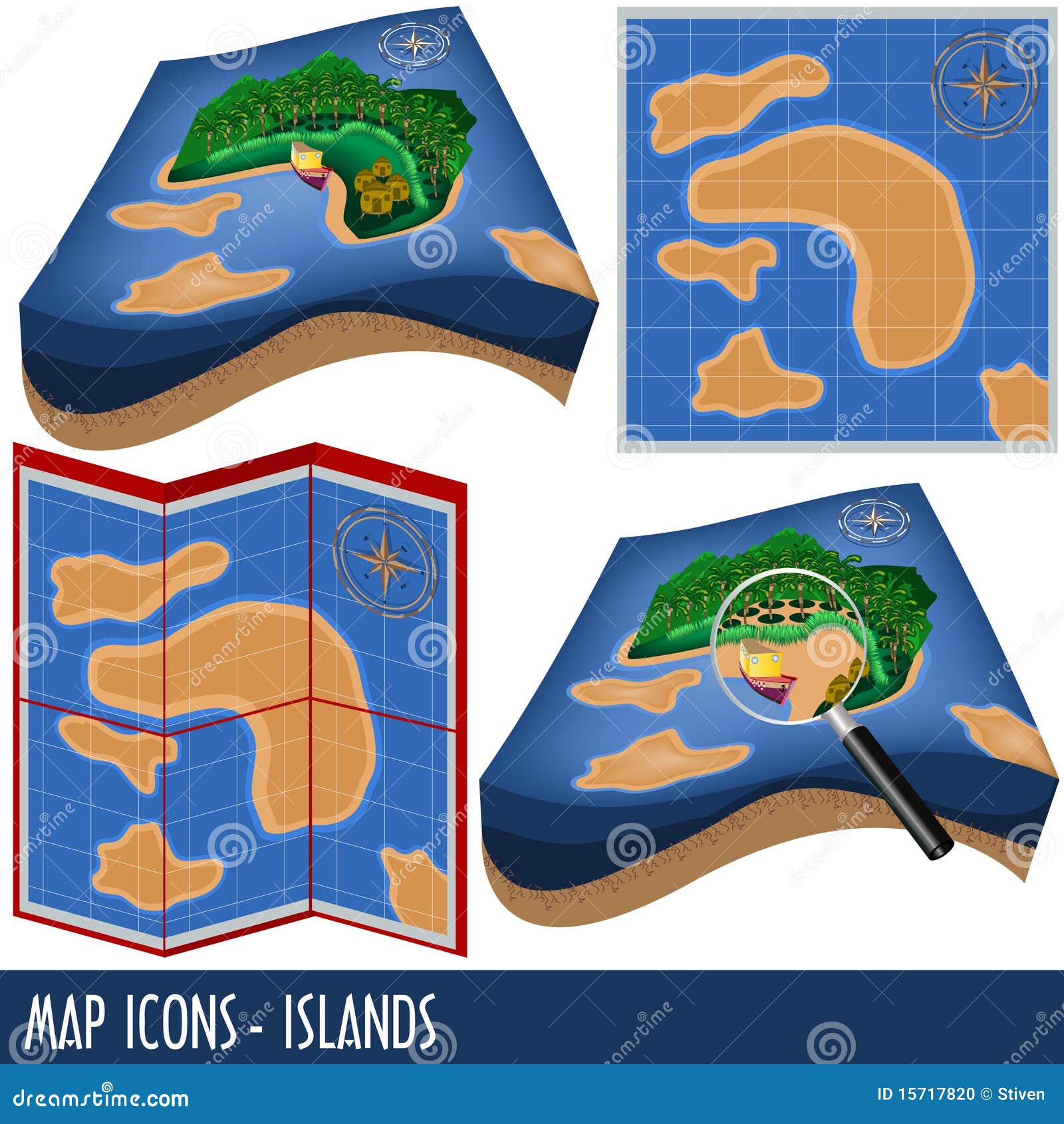 Map icons - islands stock vector. Illustration of model - 15717820