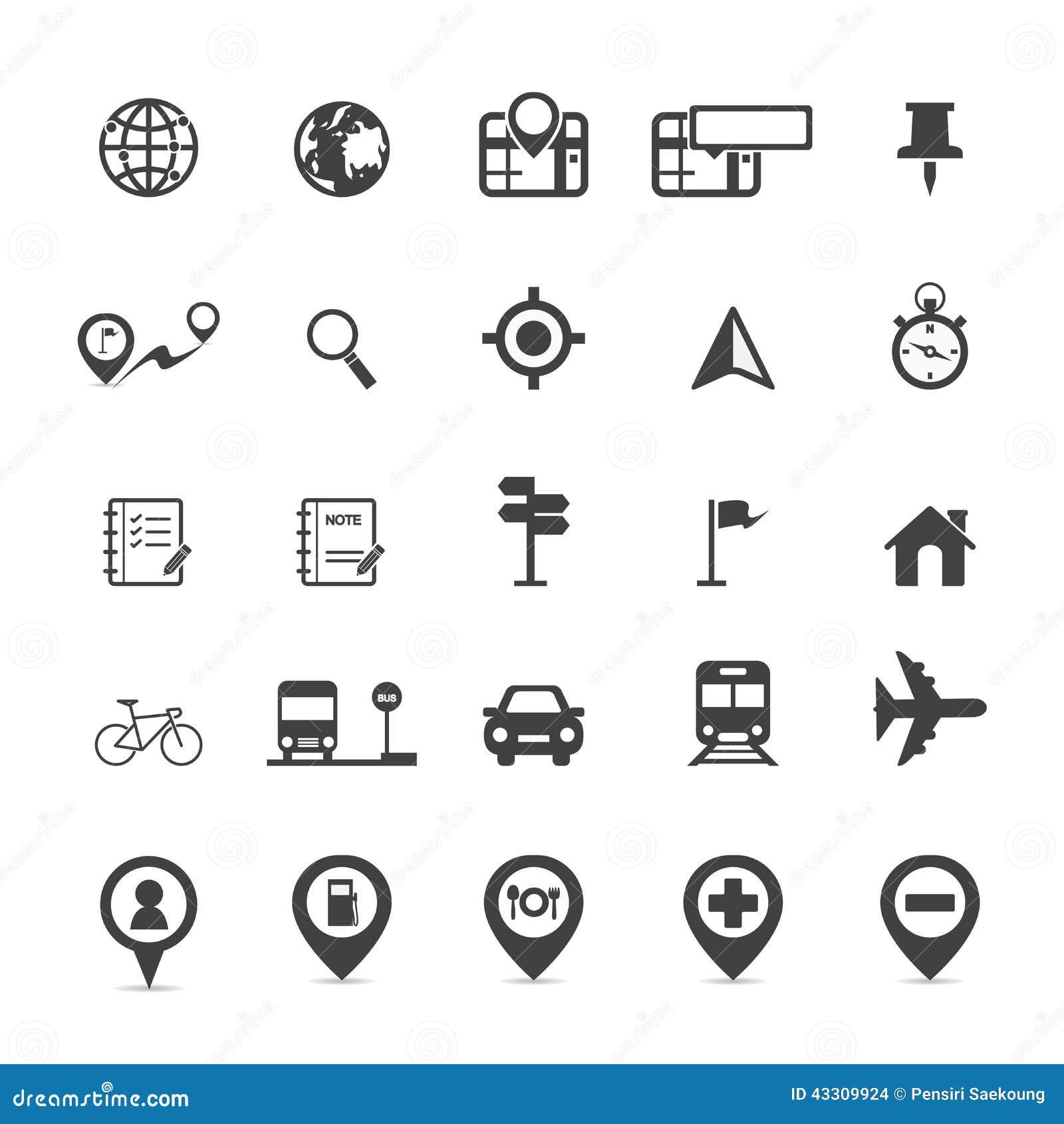 Map Icons and Location Icons Stock Vector - Illustration of cook ...