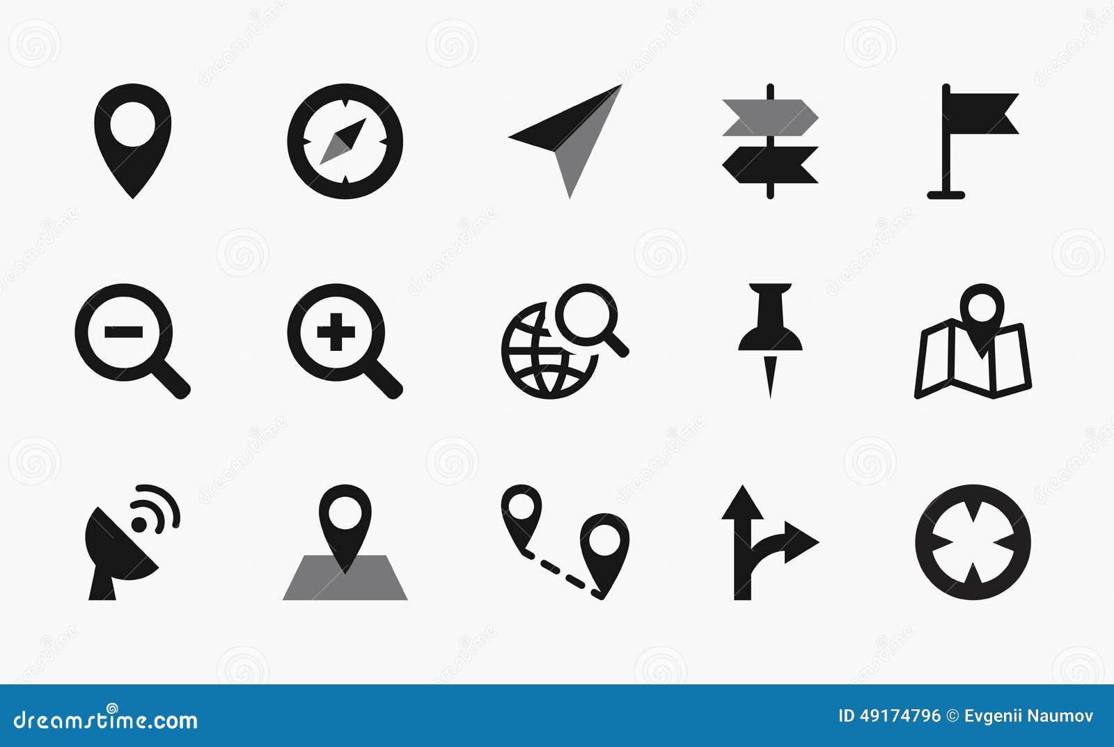 Map Icons Mono Vector Symbols Stock Vector Illustration Of Globe