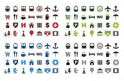 Map icons set stock vector. Illustration of color, navigation - 23976912