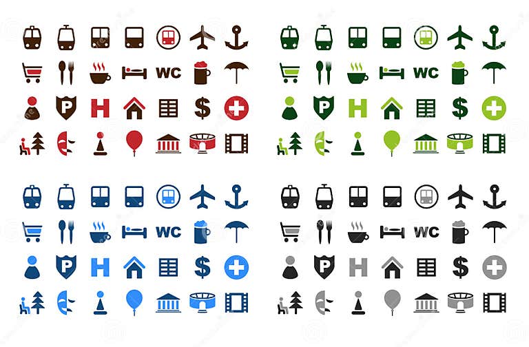 Map icons set stock vector. Illustration of color, navigation - 23976912