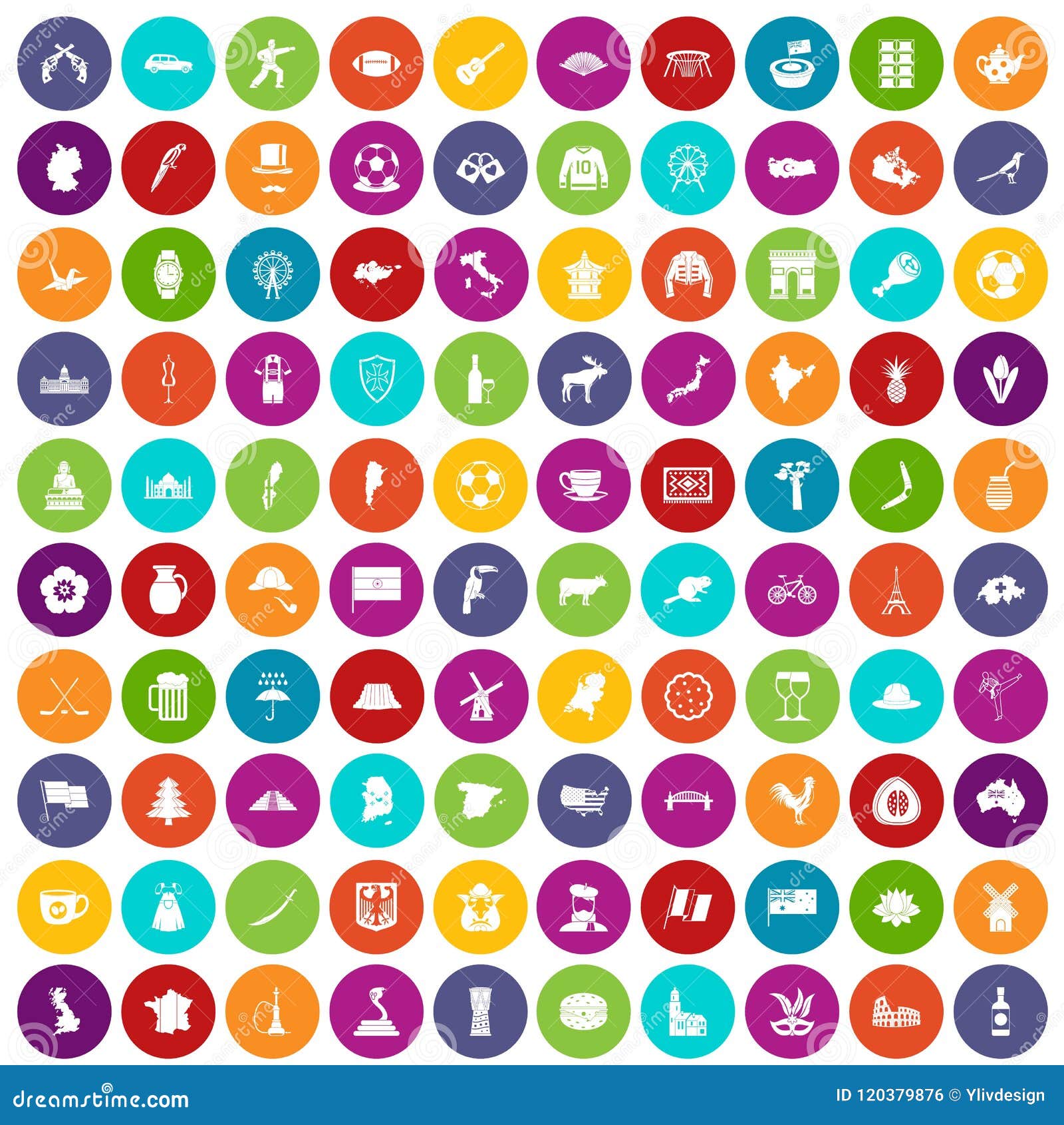 100 map icons set color stock vector. Illustration of holland - 120379876
