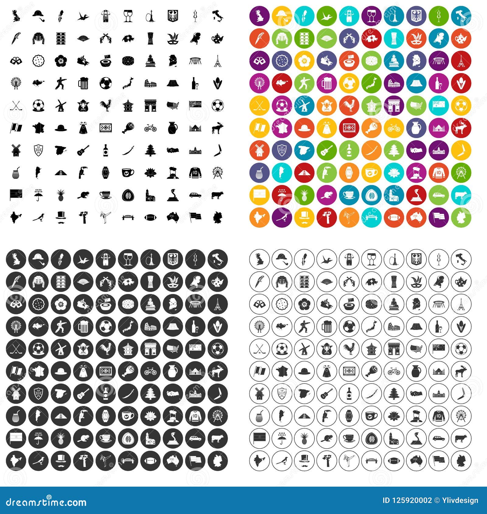 100 map icons set variant stock illustration. Illustration of rain ...