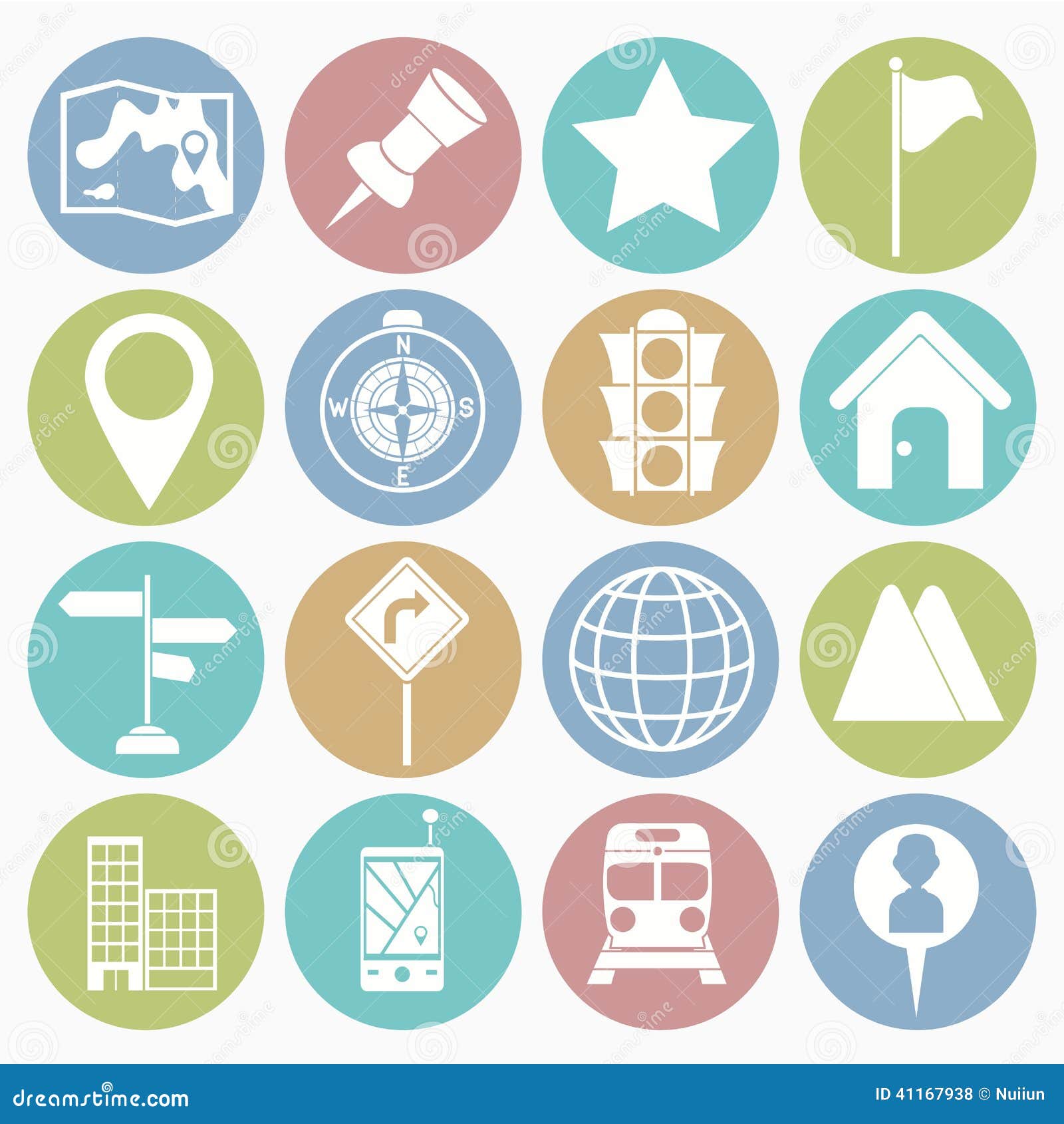 Map icons set stock vector. Illustration of compass, local - 41167938