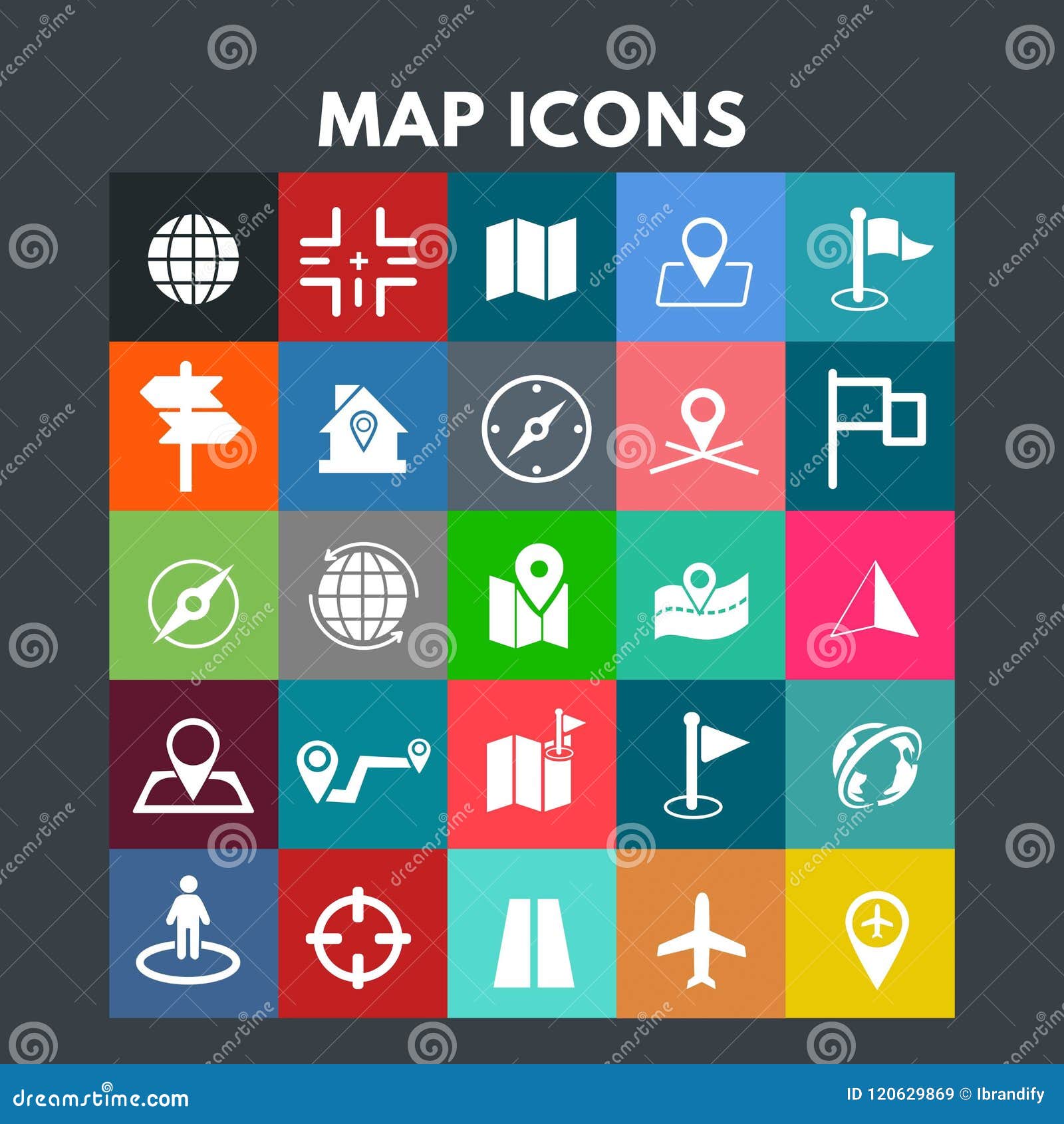 Map Icons stock vector. Illustration of travel, road - 120629869
