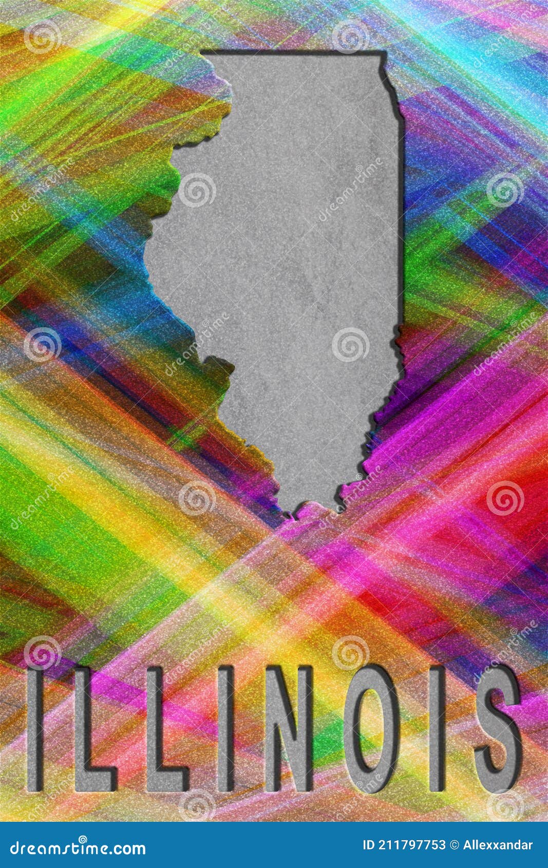 Map of Illinois, Colorful Background Stock Illustration - Illustration ...