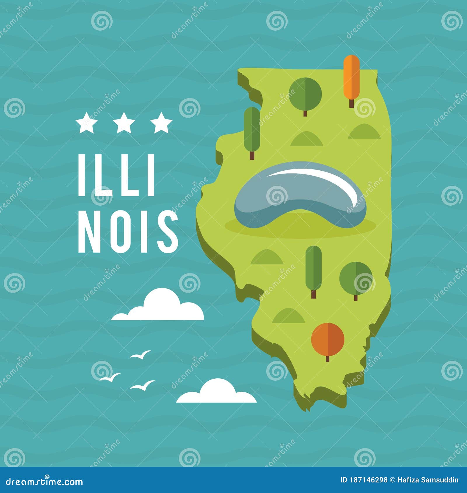 Map of Illinois State. Vector Illustration Decorative Design Stock ...