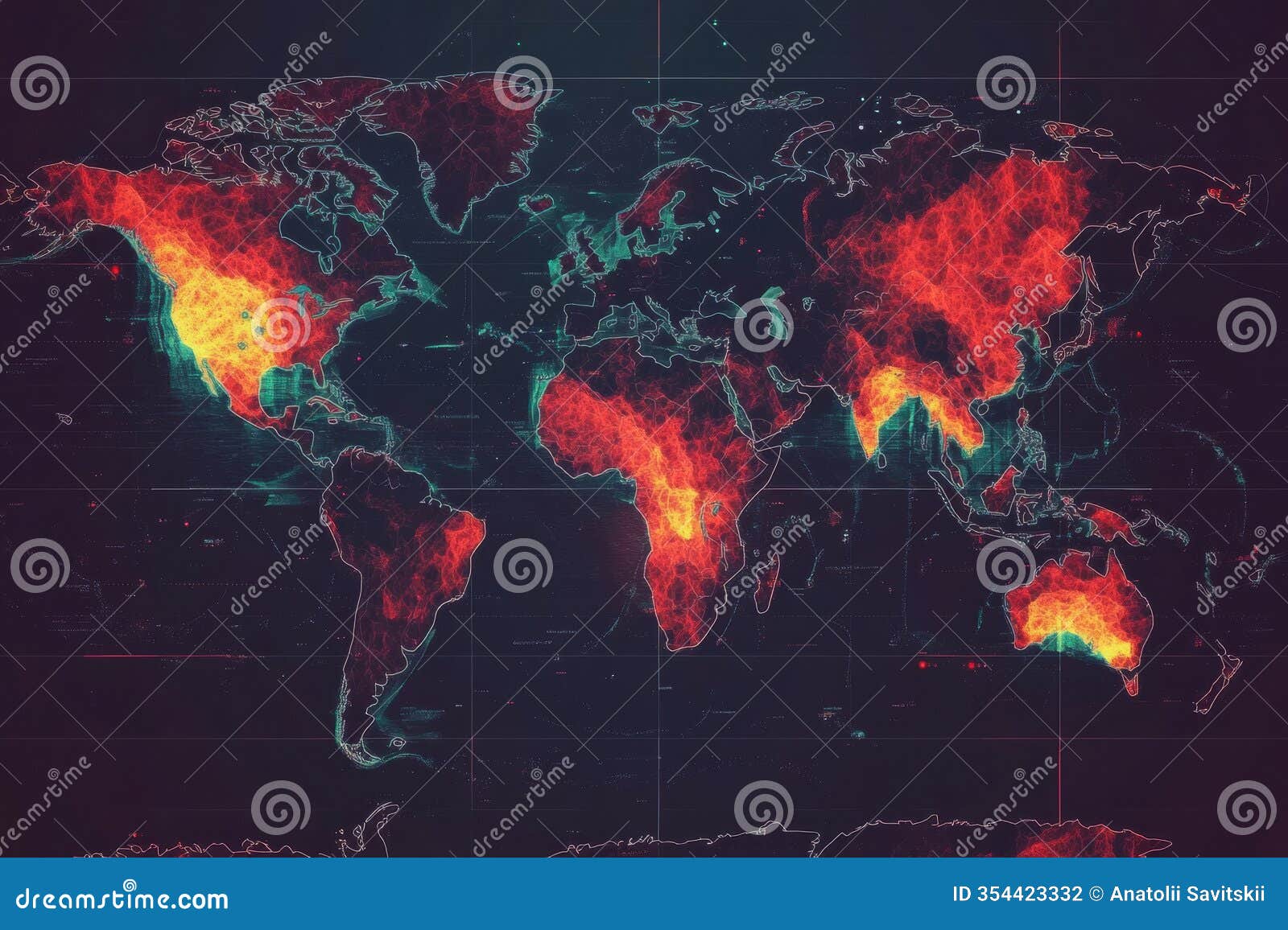 World Map Displaying Epidemic Outbreak Zones with Intensity Variations ...