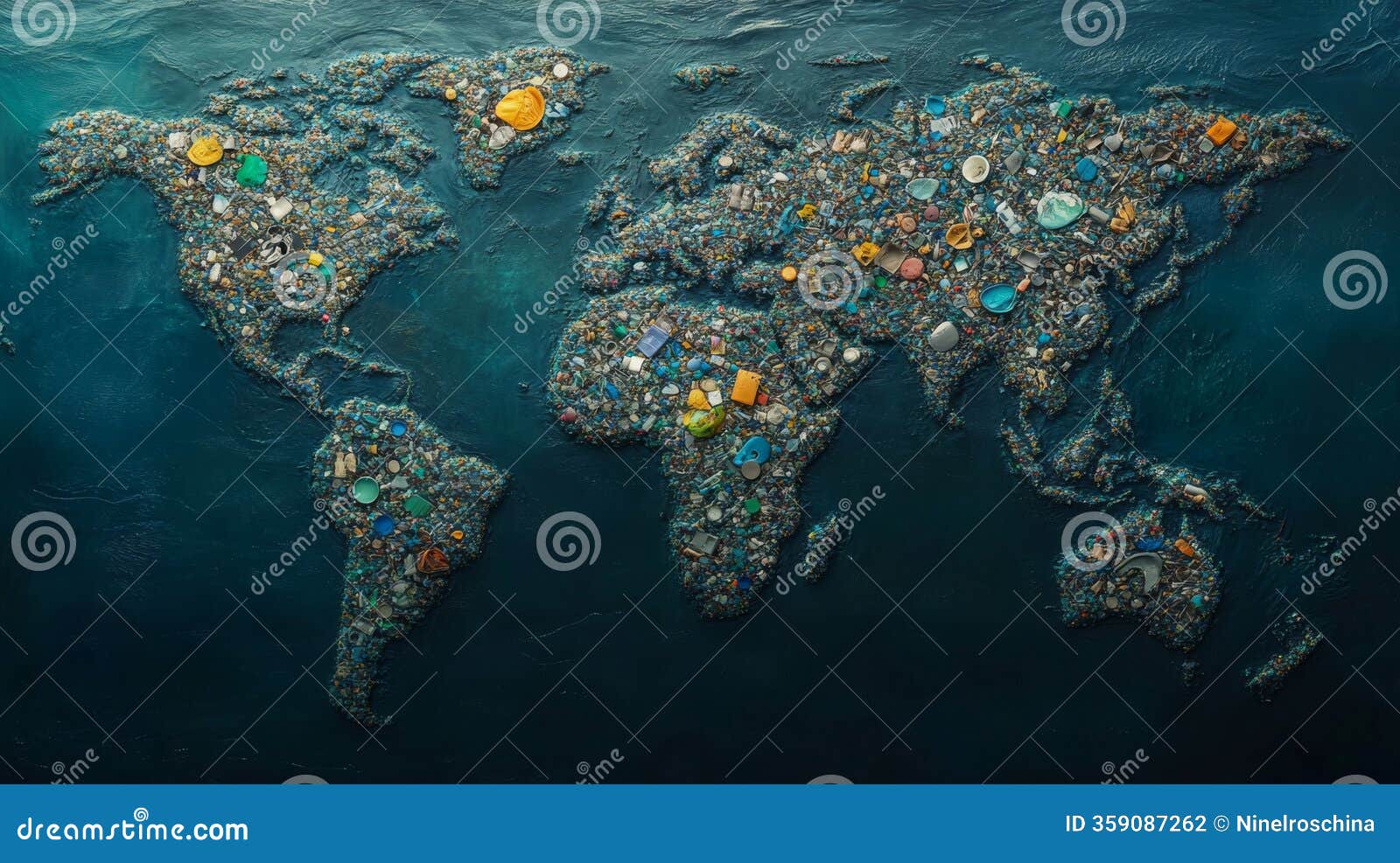 Map Illustrating Global Plastic Pollution Created from Various Waste ...
