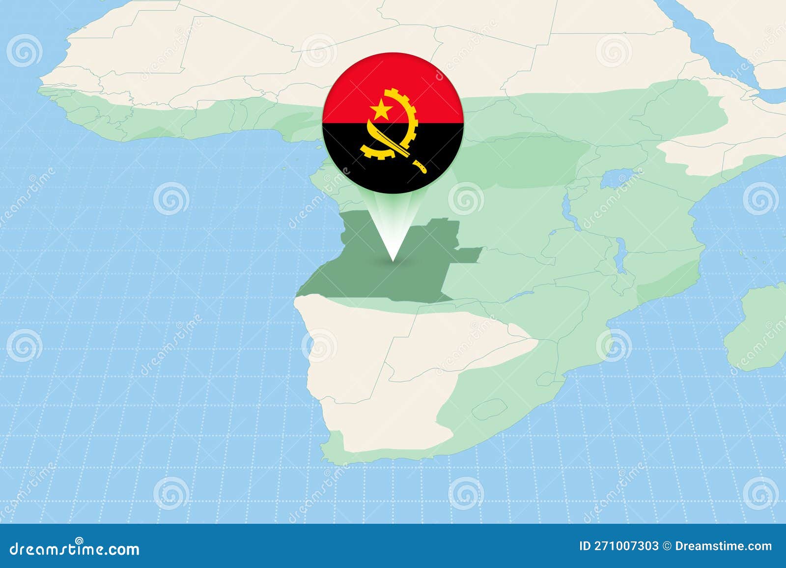 Map Illustration Of Angola With The Flag. Cartographic Illustration Of ...