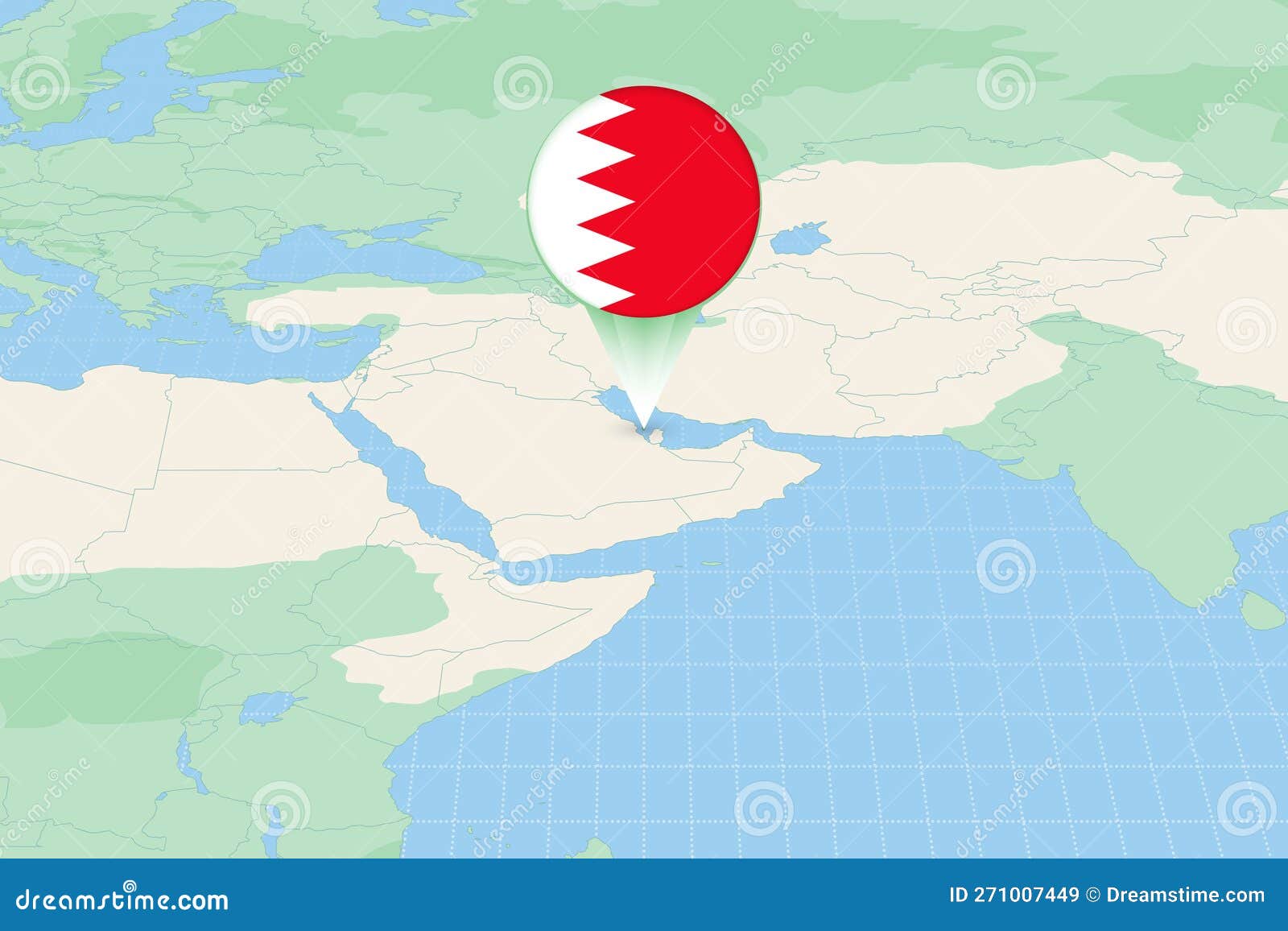 Map Illustration of Bahrain with the Flag. Cartographic Illustration of ...