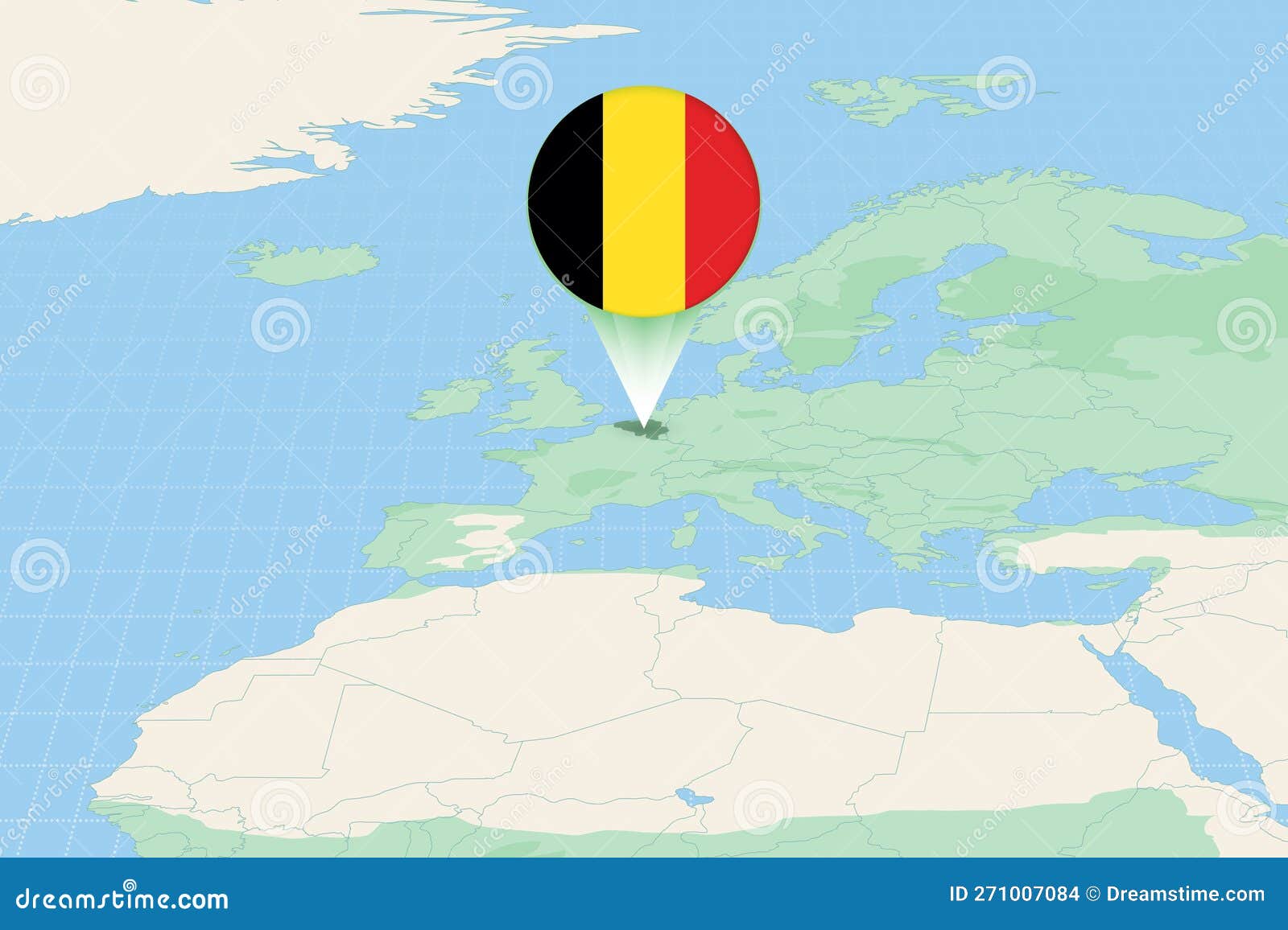 Map Illustration of Belgium with the Flag. Cartographic Illustration of ...