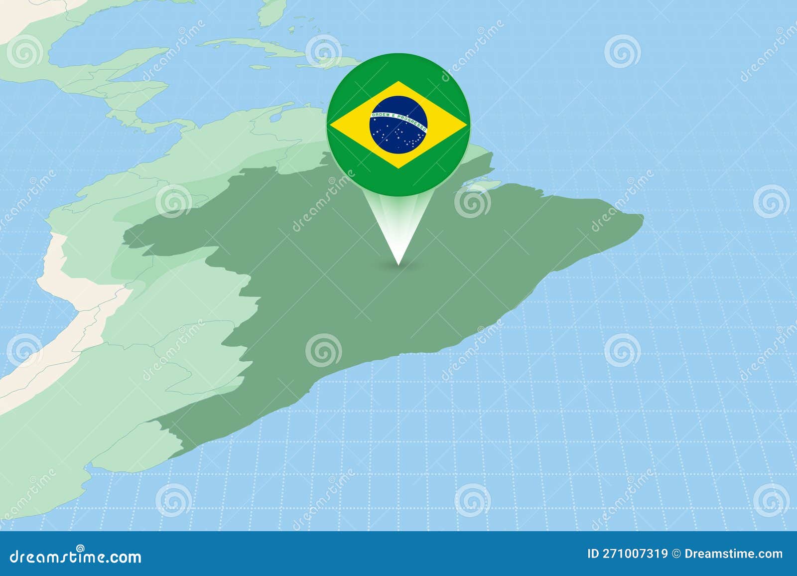 Map Illustration of Brazil with the Flag. Cartographic Illustration of ...