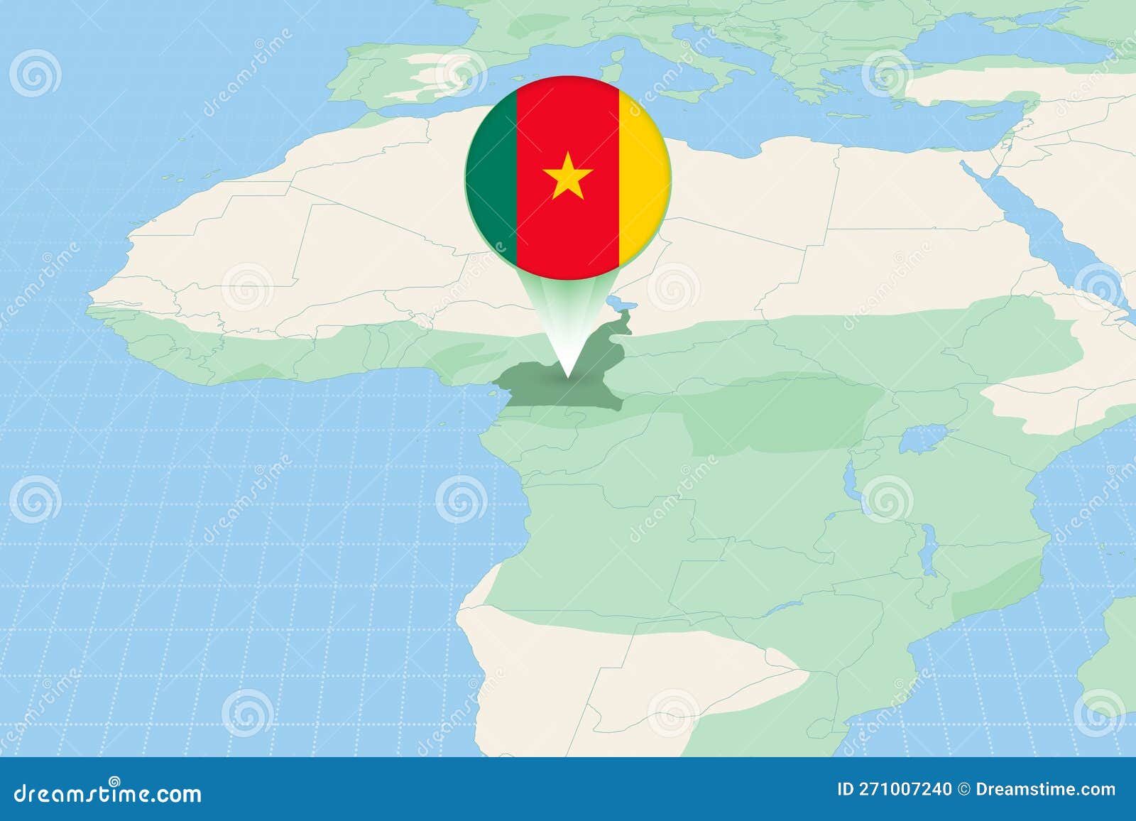 Map Illustration of Cameroon with the Flag. Cartographic Illustration ...