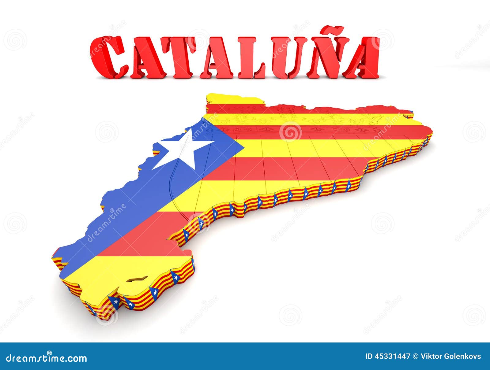 Map Illustration of Catalonia with Flag Stock Illustration ...