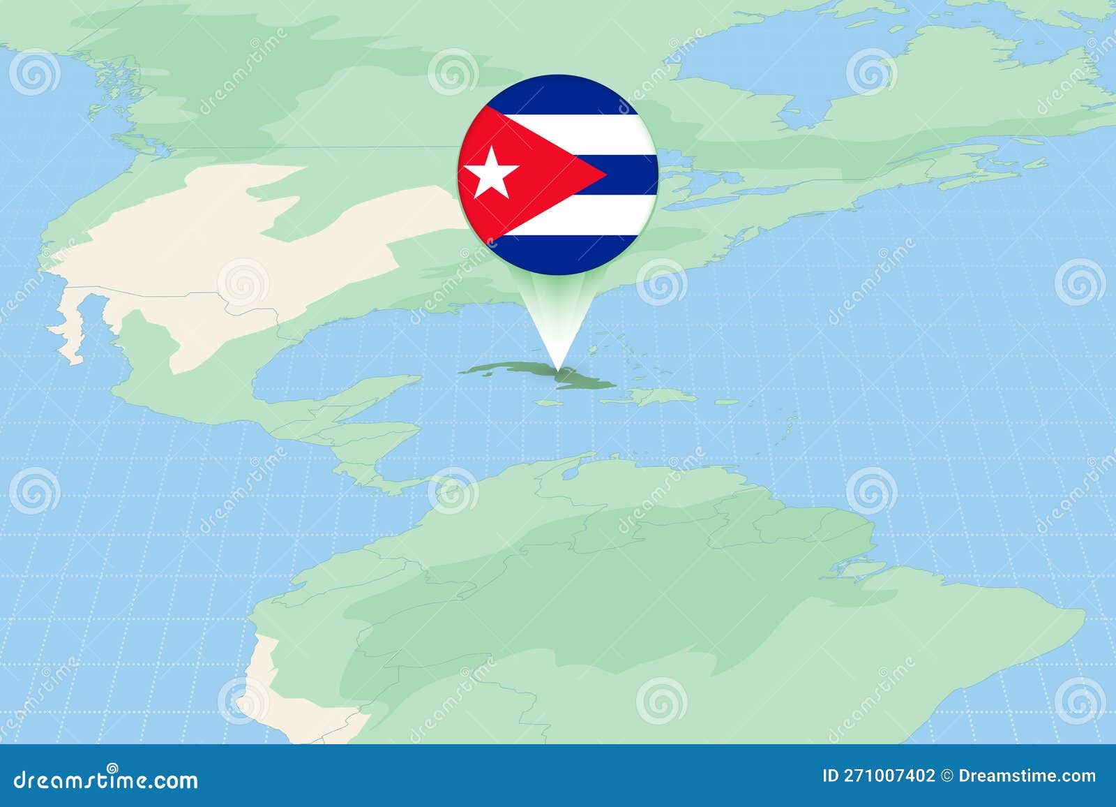 Map Illustration Of Cuba With The Flag Cartographic Illustration Of