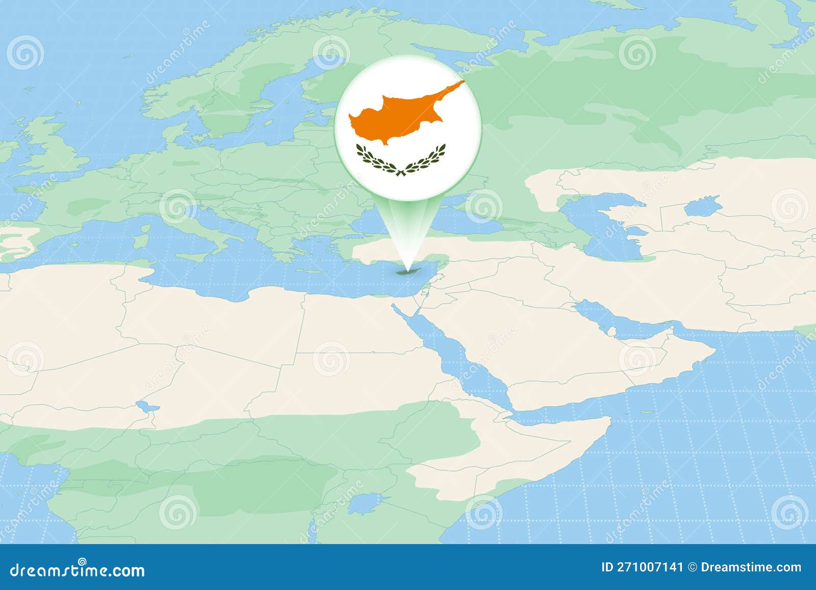Map Illustration of Cyprus with the Flag. Cartographic Illustration of ...