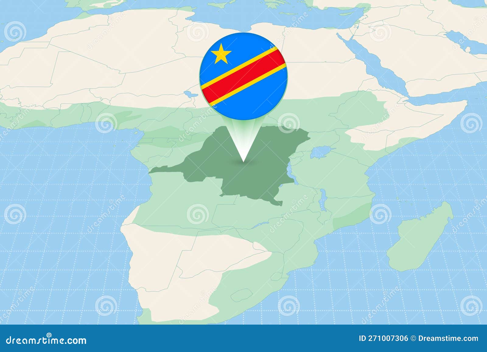 Map Illustration of DR Congo with the Flag. Cartographic Illustration ...
