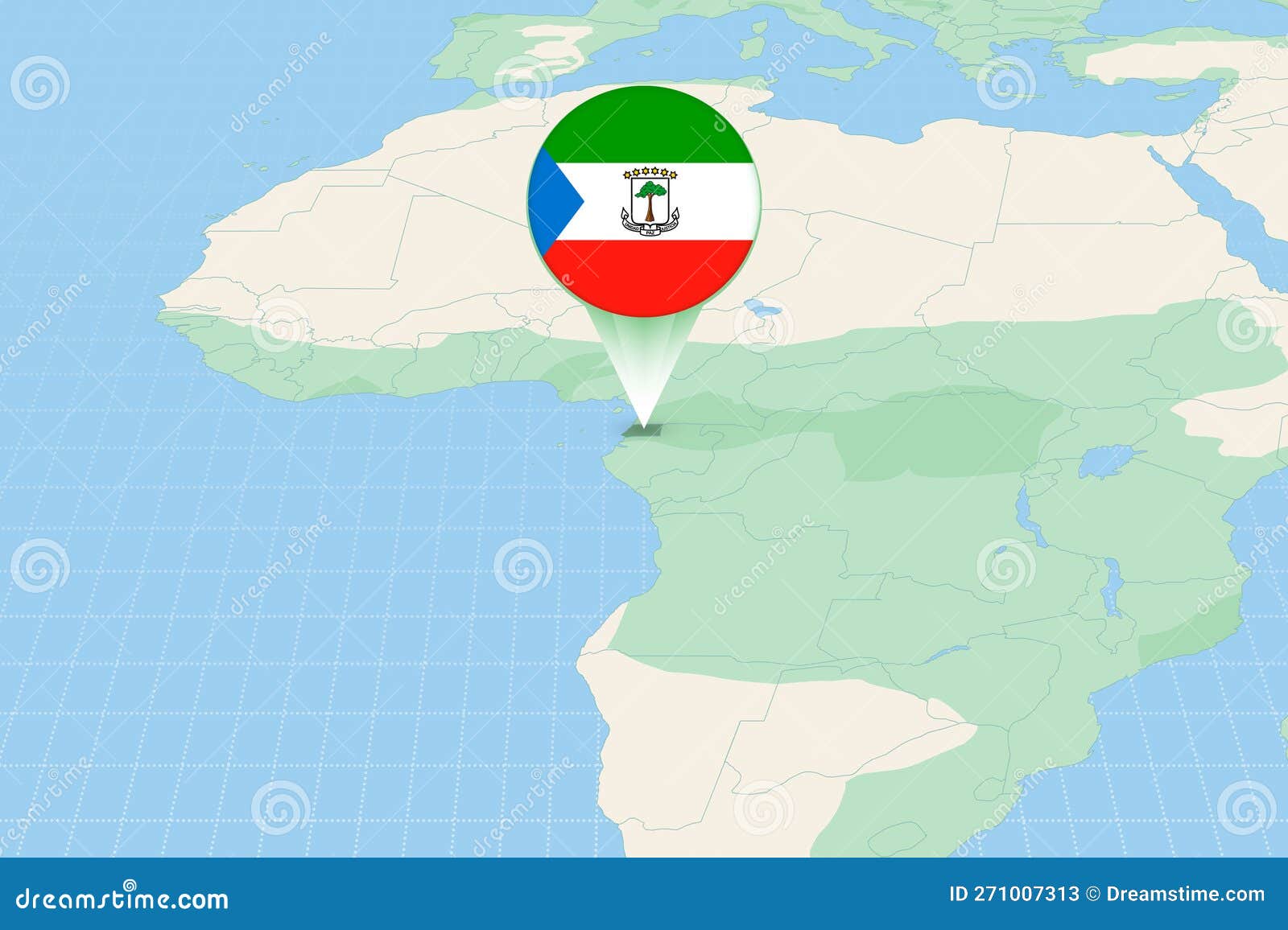 Map Illustration of Equatorial Guinea with the Flag. Cartographic ...