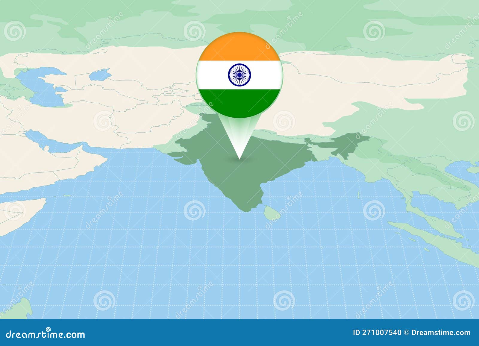 Map Illustration of India with the Flag. Cartographic Illustration of ...