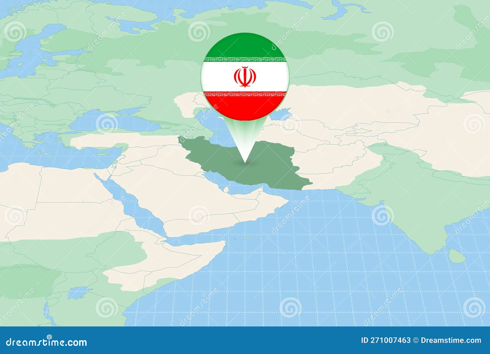 Map Illustration of Iran with the Flag. Cartographic Illustration of ...