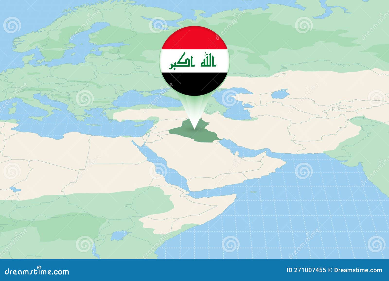 Map Illustration of Iraq with the Flag. Cartographic Illustration of ...