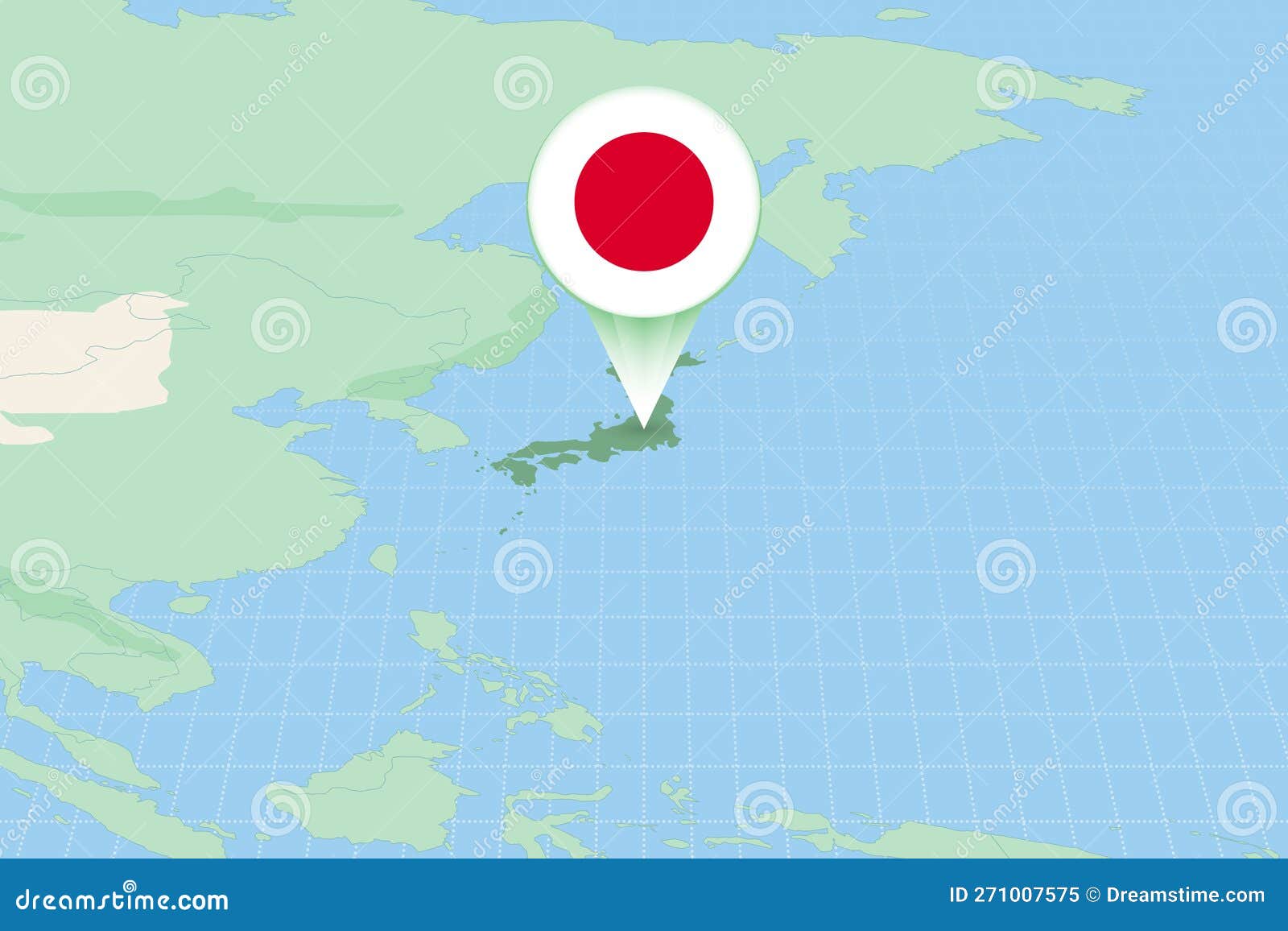 Map Illustration of Japan with the Flag. Cartographic Illustration of ...