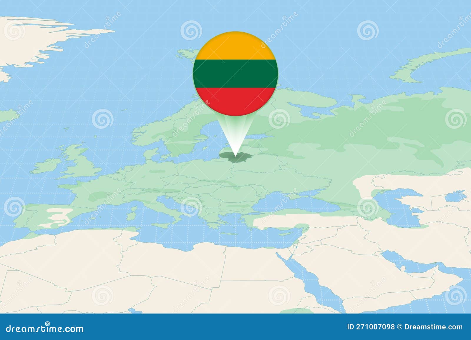 Map Illustration of Lithuania with the Flag. Cartographic Illustration ...