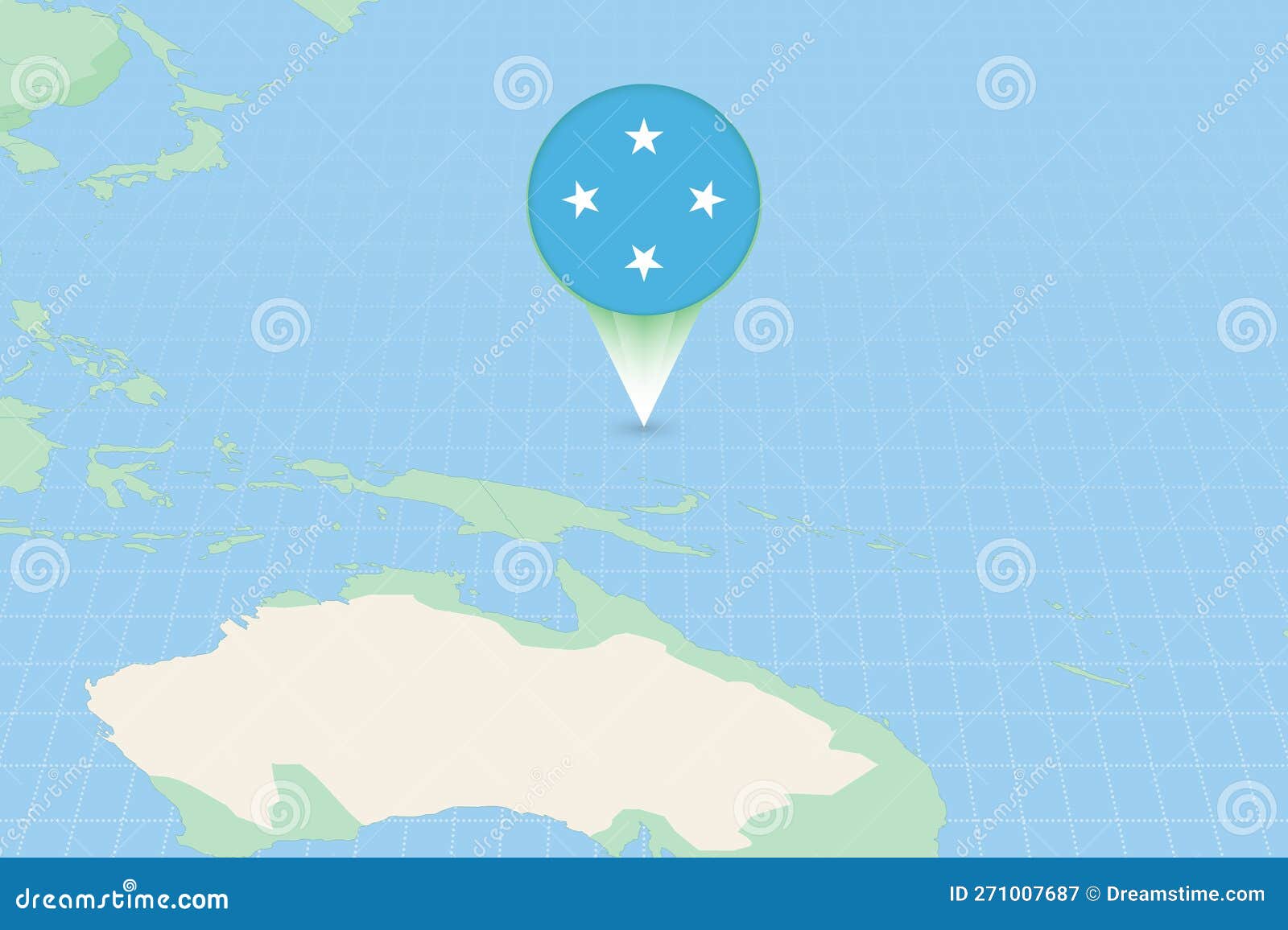 Map Illustration of Micronesia with the Flag. Cartographic Illustration ...