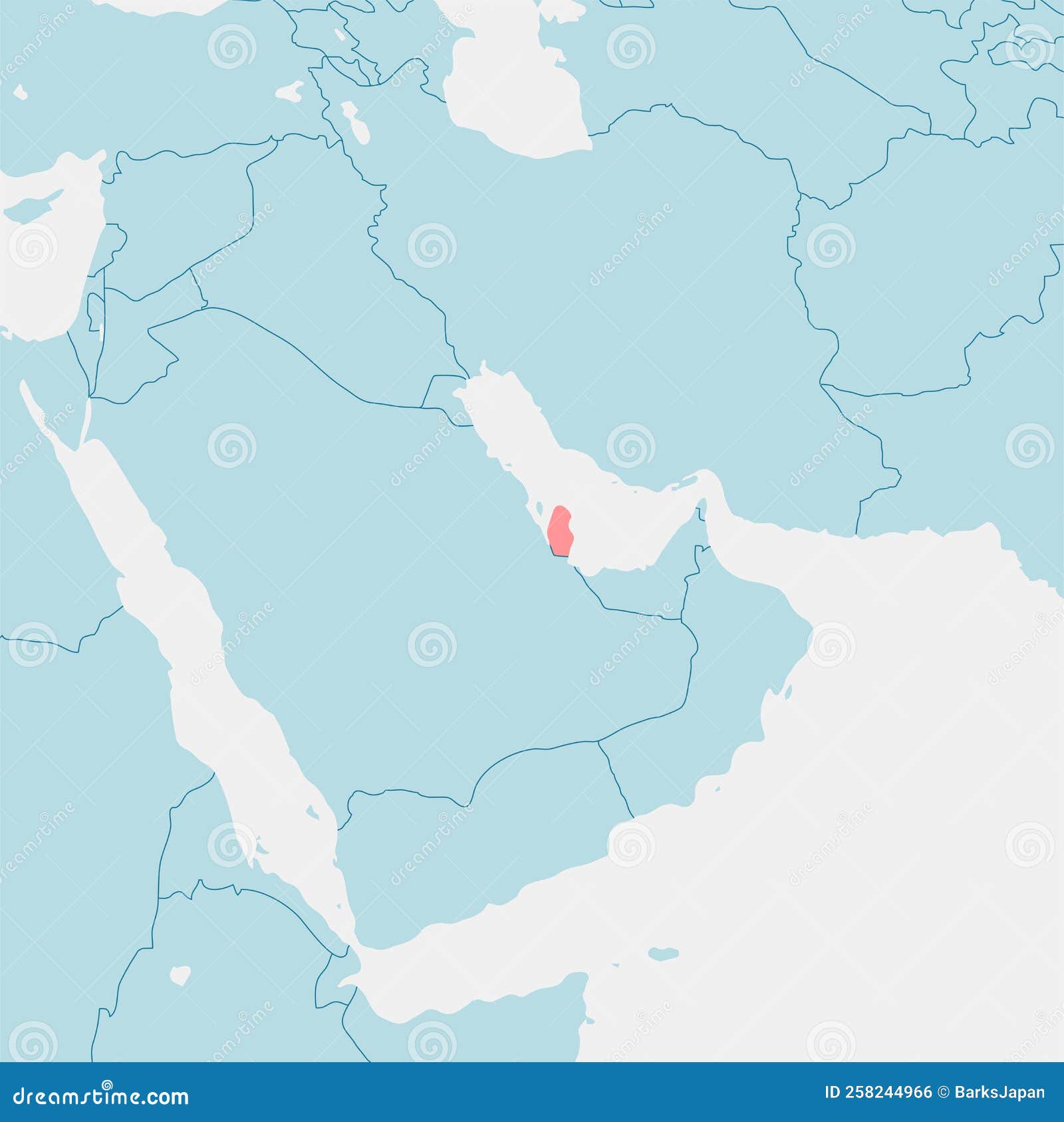 A Map Illustration of the Middle East with a Focus on Qatar Stock ...