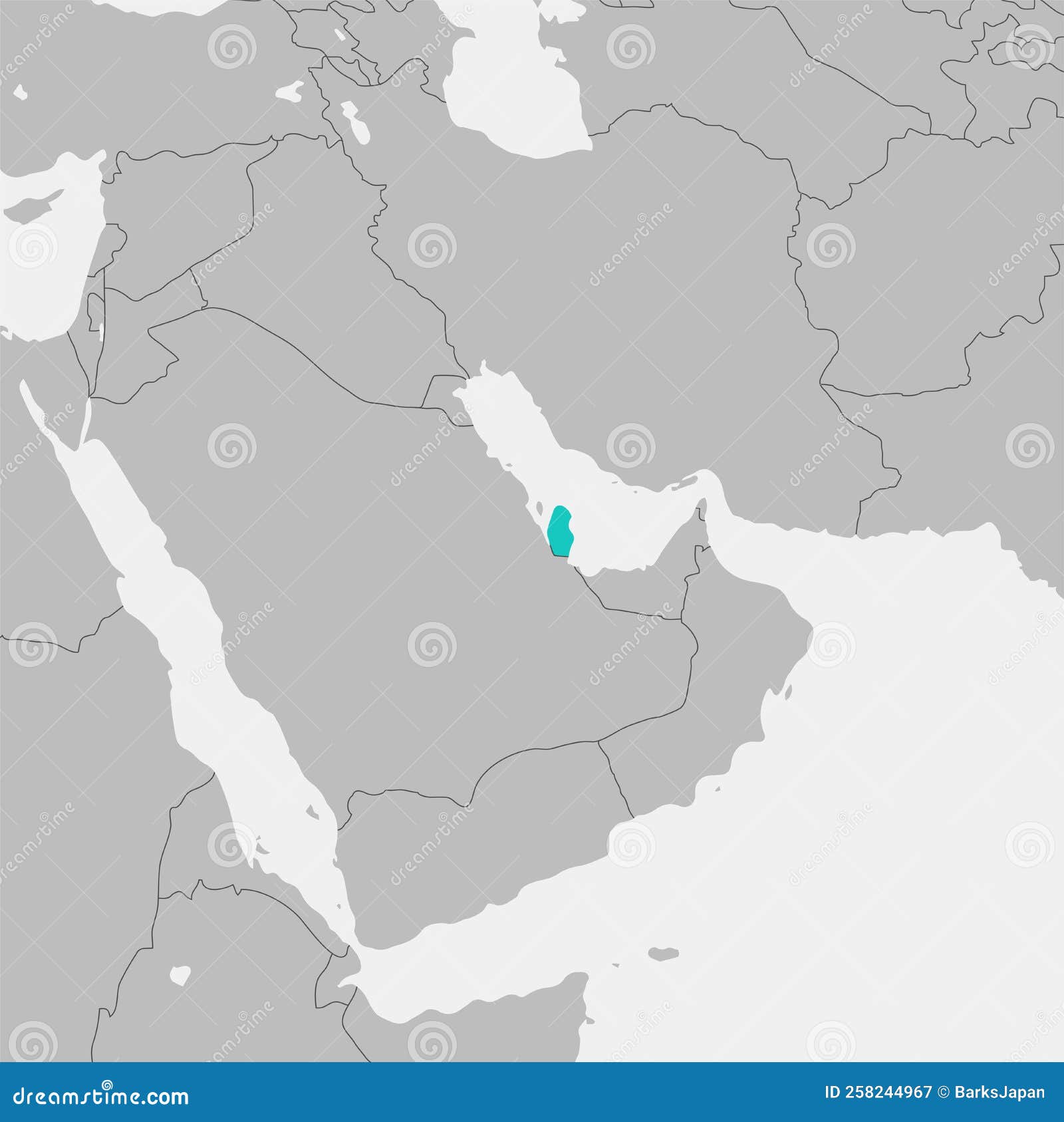 A Map Illustration of the Middle East with a Focus on Qatar Stock ...
