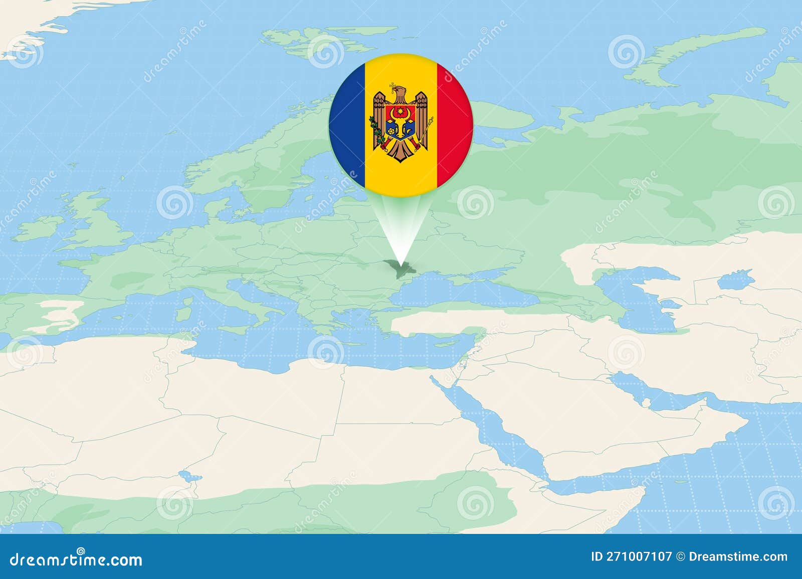 Map Illustration of Moldova with the Flag. Cartographic Illustration of ...