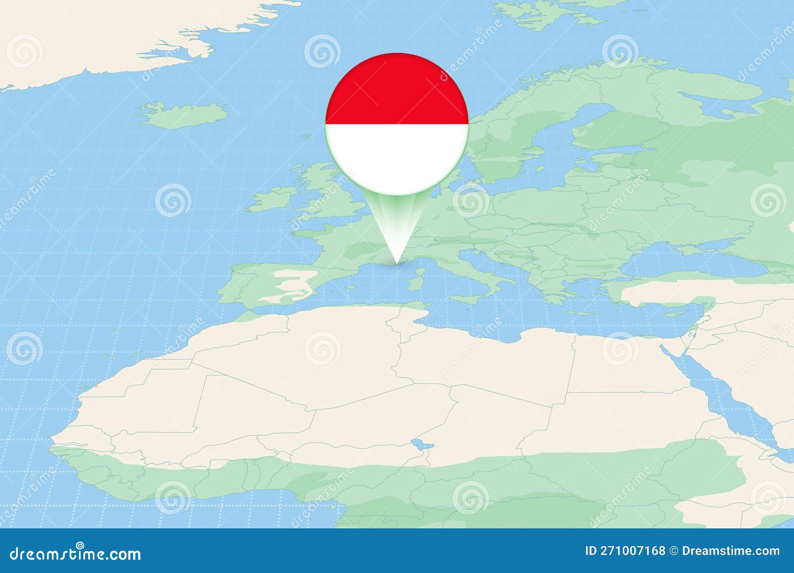 Map Illustration of Monaco with the Flag. Cartographic Illustration of ...