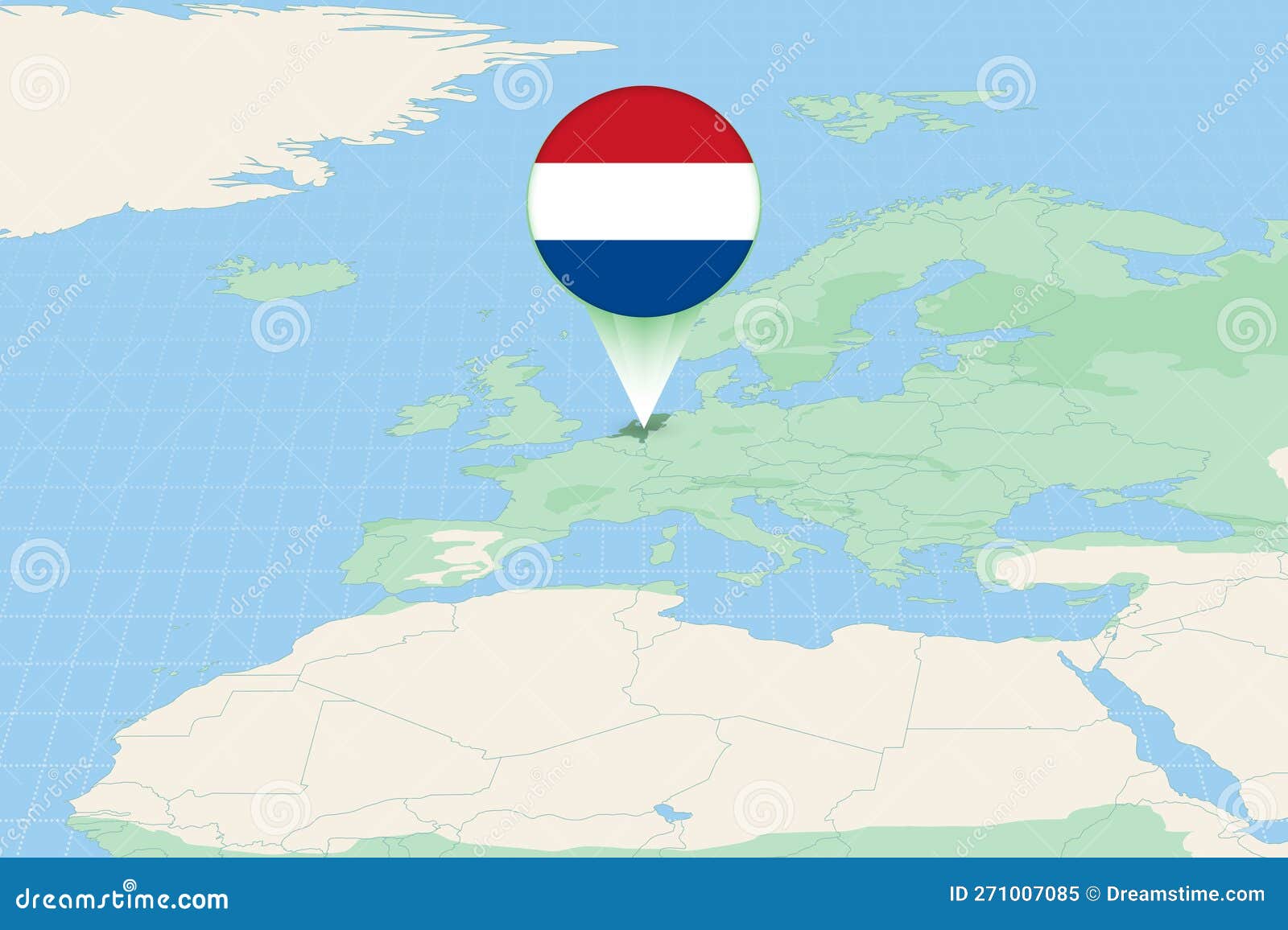 Map Illustration of Netherlands with the Flag. Cartographic ...