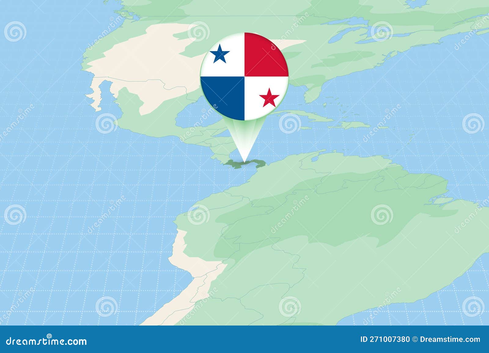 Map Illustration of Panama with the Flag. Cartographic Illustration of ...