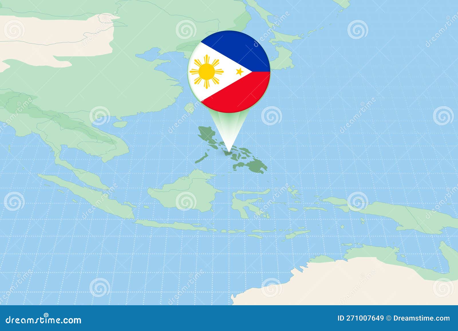 Map Illustration of Philippines with the Flag. Cartographic ...