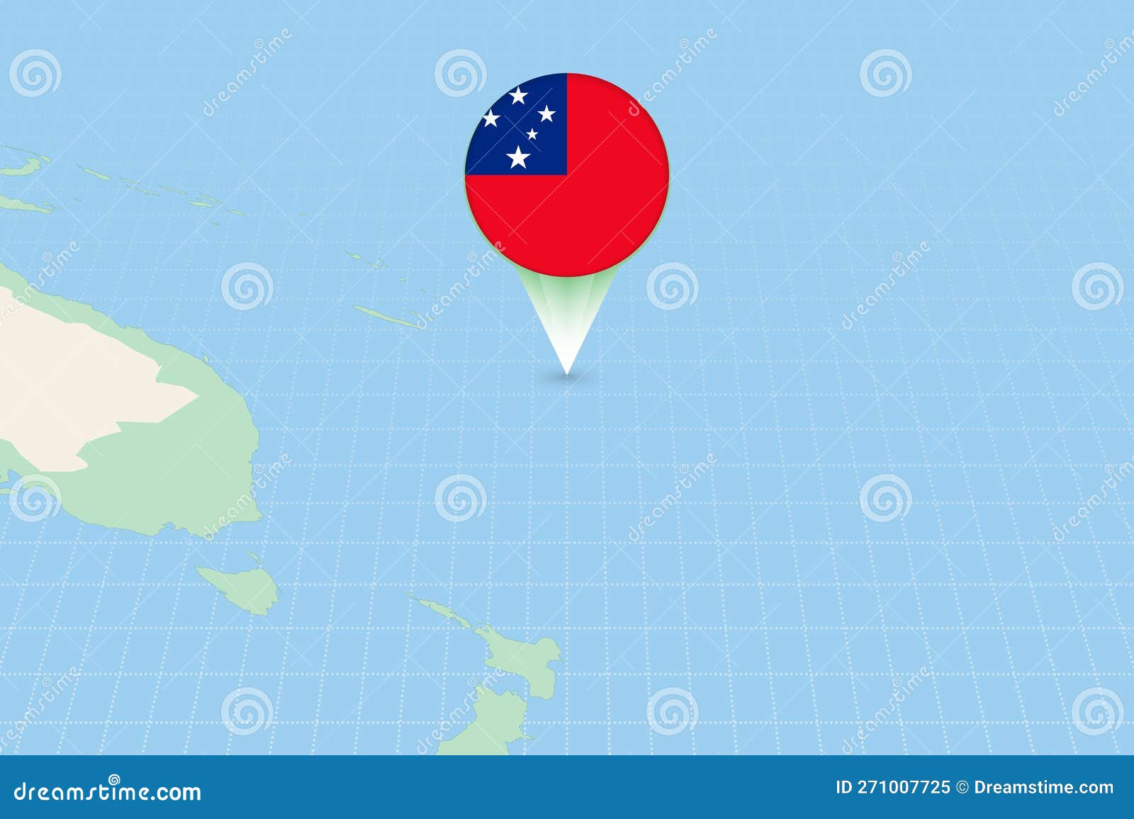 Map Illustration Of Samoa With The Flag. Cartographic Illustration Of ...