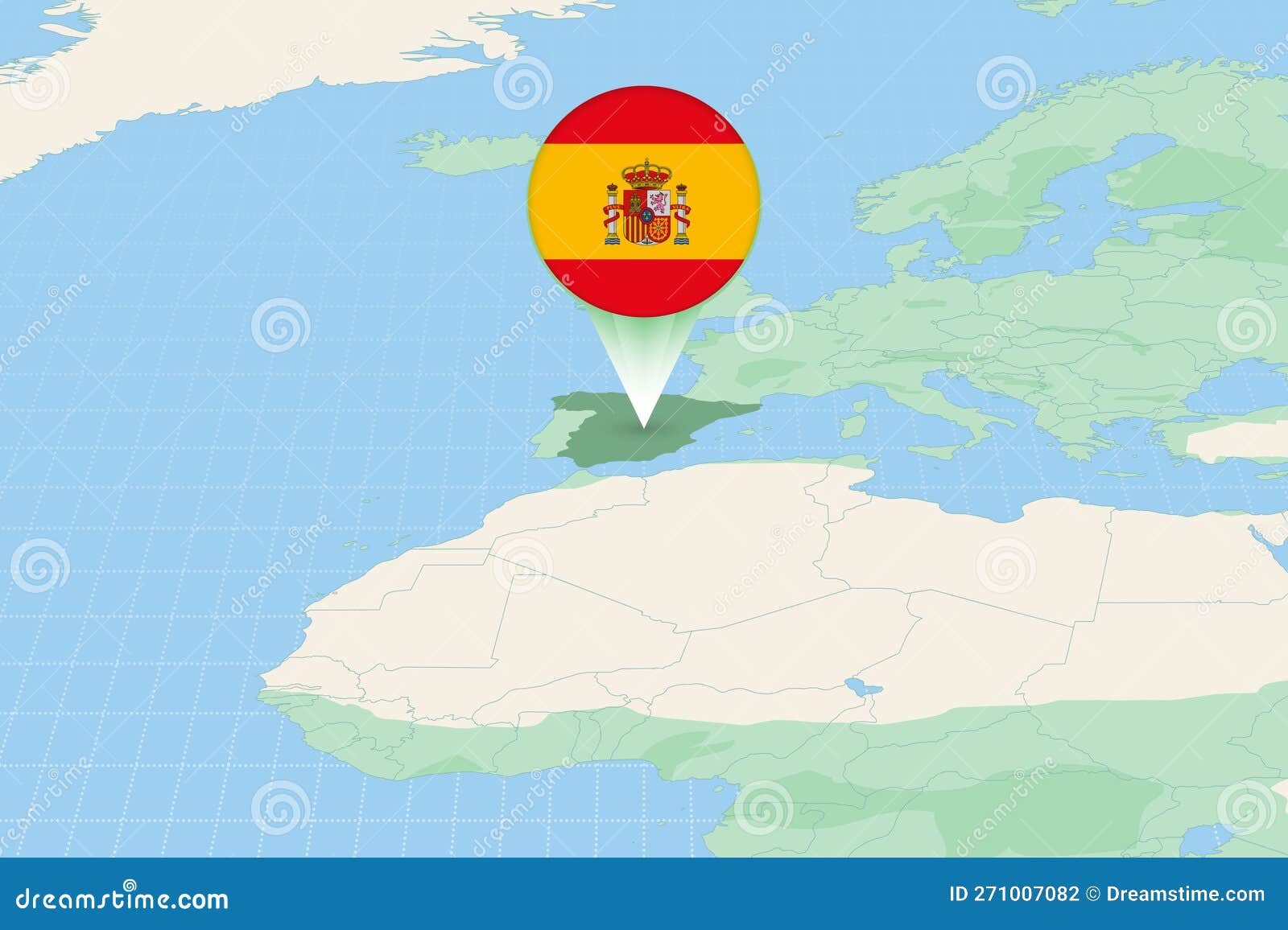 Map Illustration Of Spain With The Flag. Cartographic Illustration Of ...