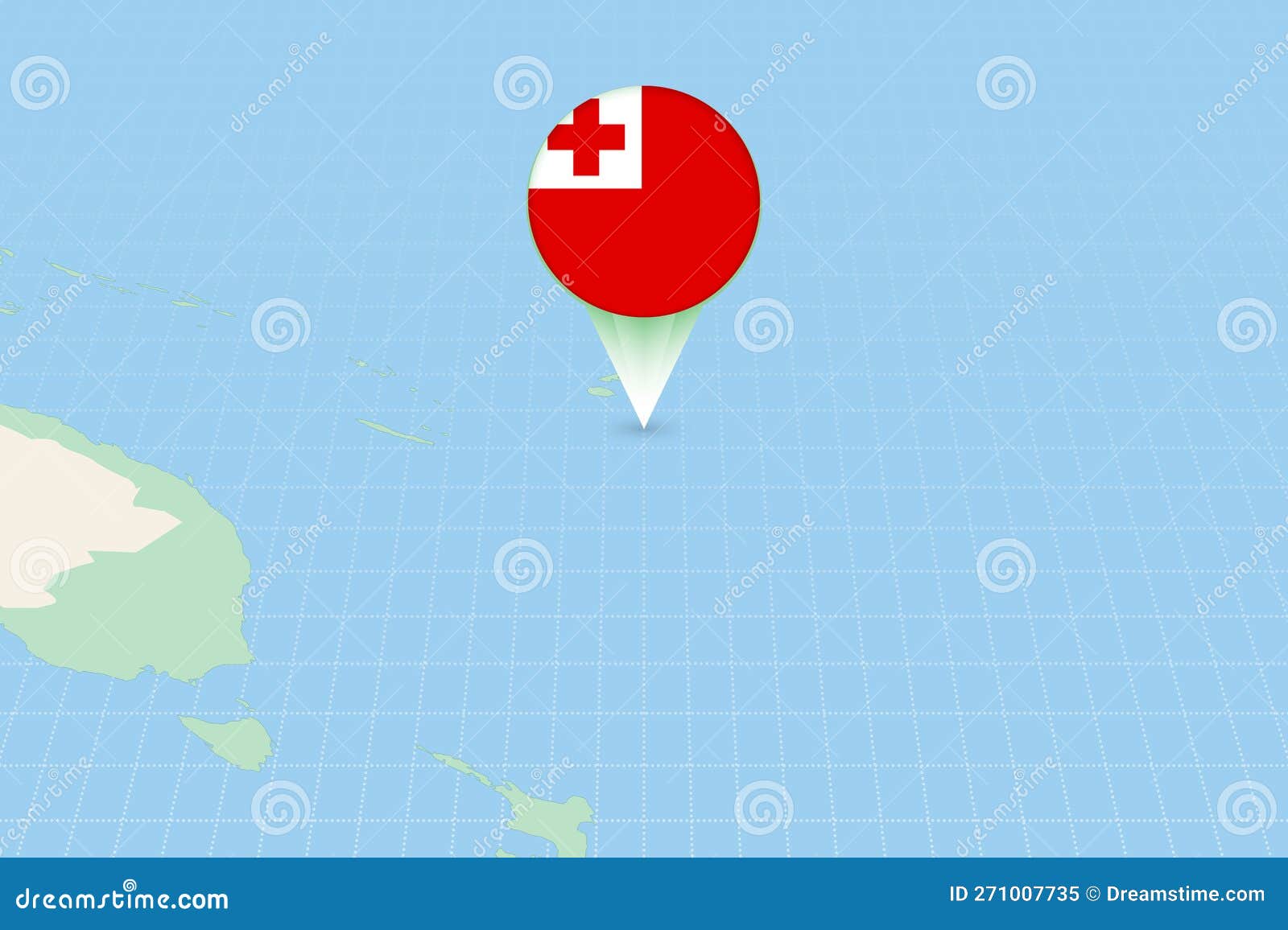 Map Illustration of Tonga with the Flag. Cartographic Illustration of ...