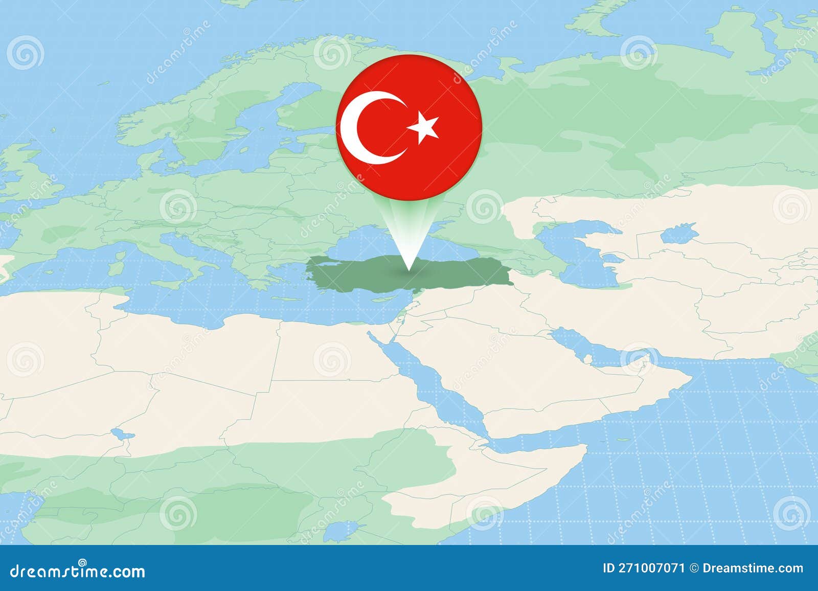 Map Illustration of Turkey with the Flag. Cartographic Illustration of ...