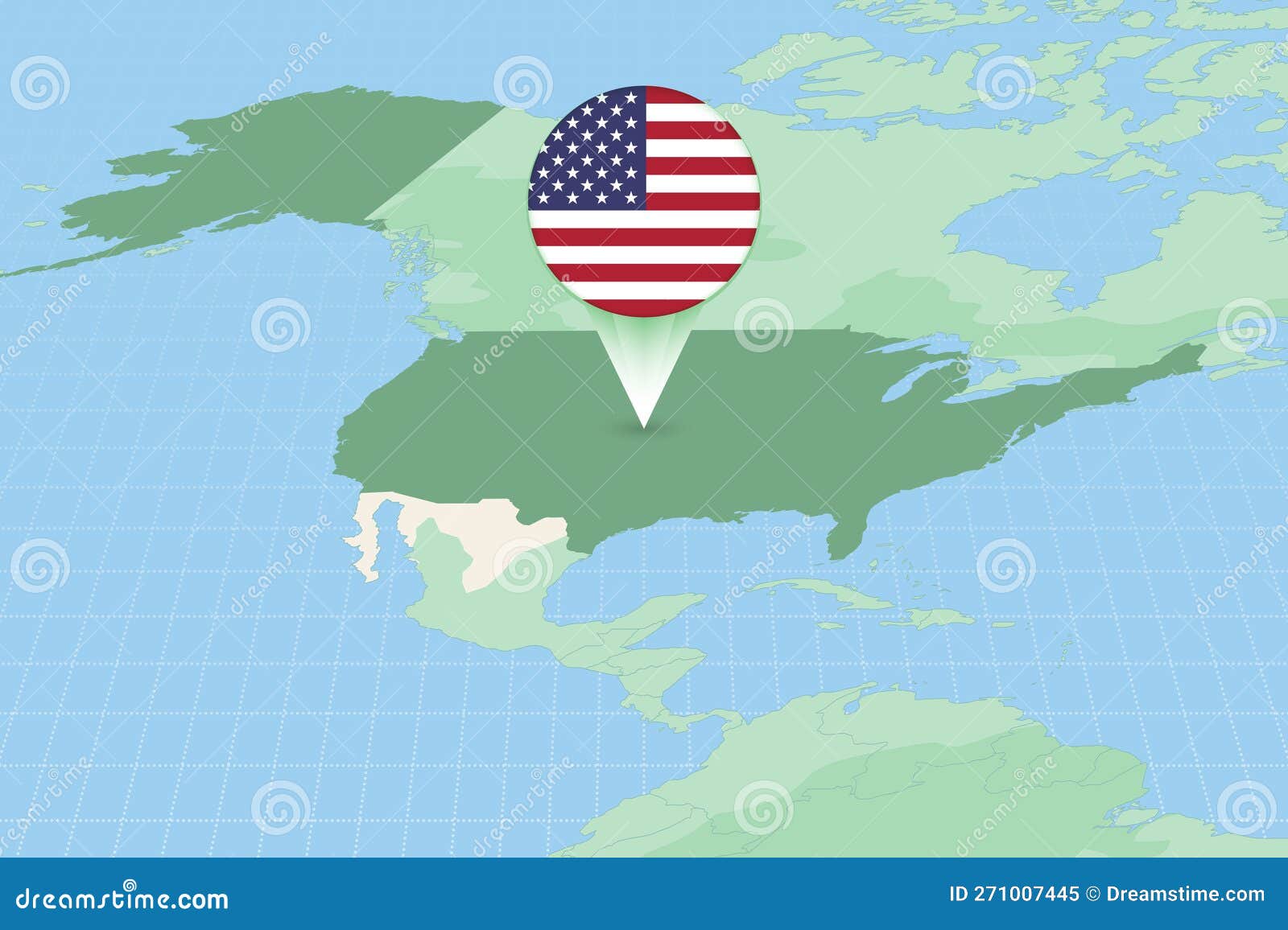 Map Illustration of USA with the Flag. Cartographic Illustration of USA ...