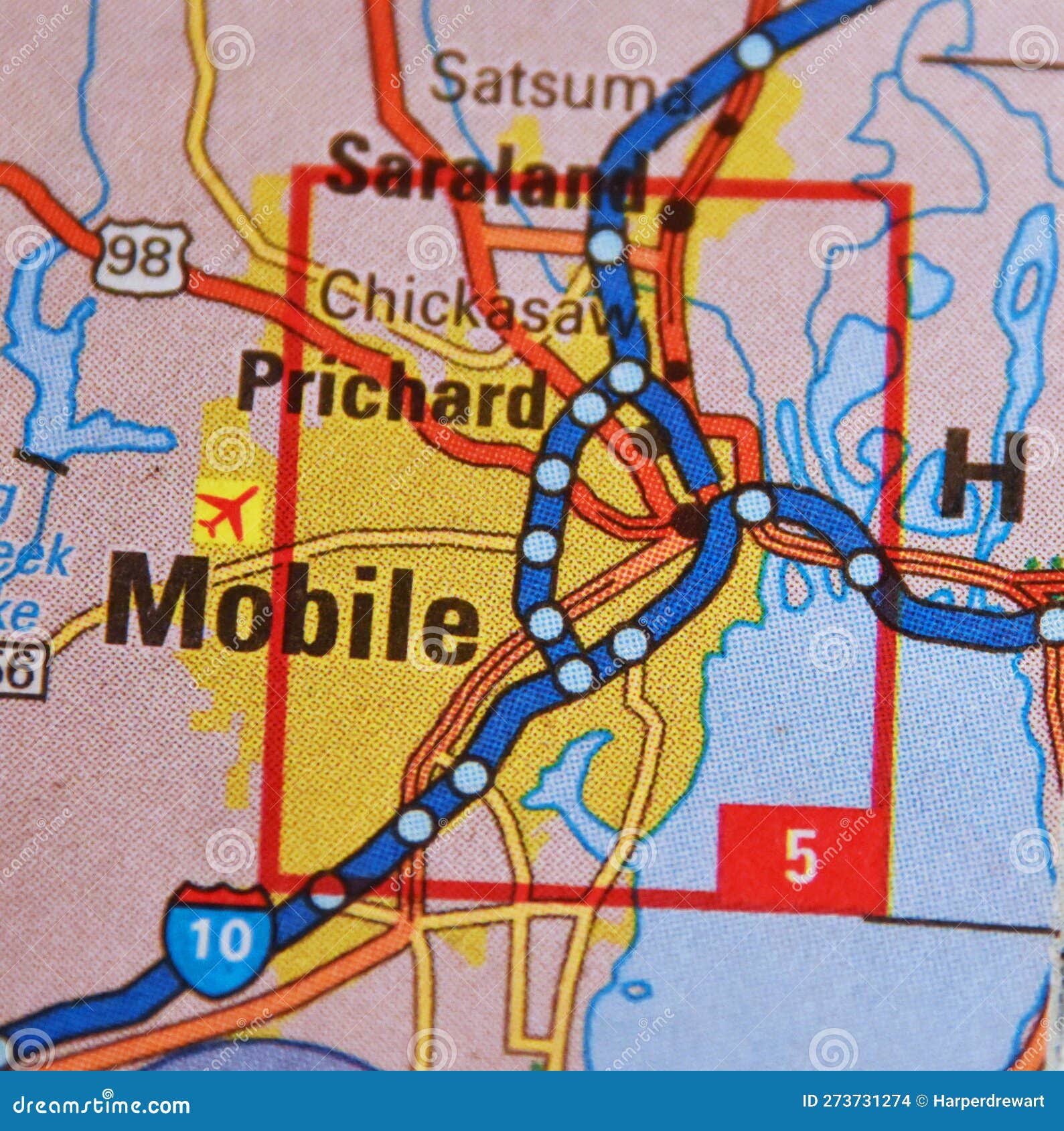 Map Image of Mobile Alabama Stock Photo - Image of interstates ...